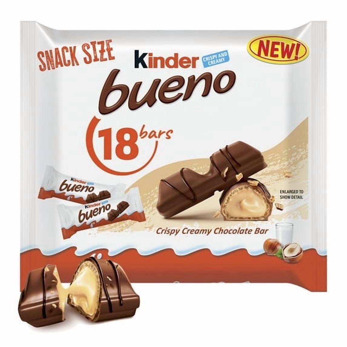 Kinder Bueno Milk Chocolate and Hazelnut Cream, Individually Wrapped ...