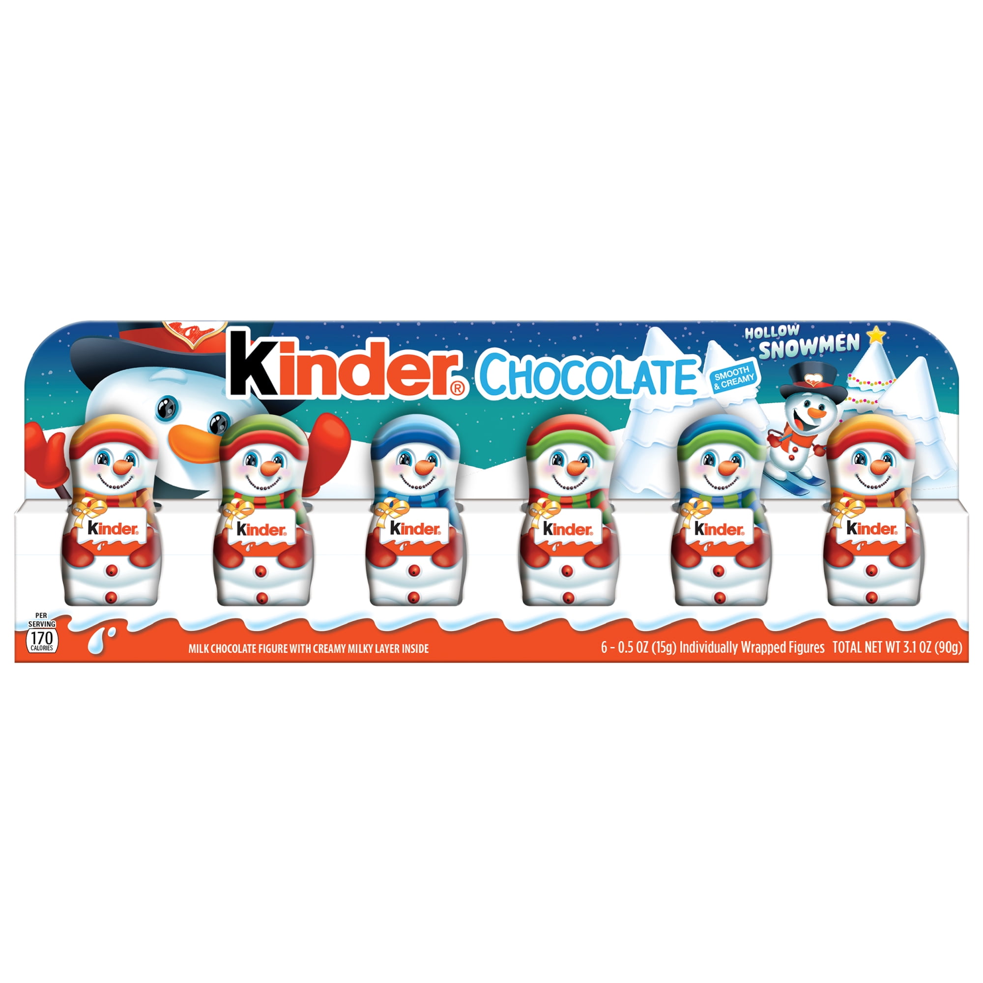 Kinder Seasonal, 6 Count Milk Chocolate Mini Hollow Snowman Figures ...