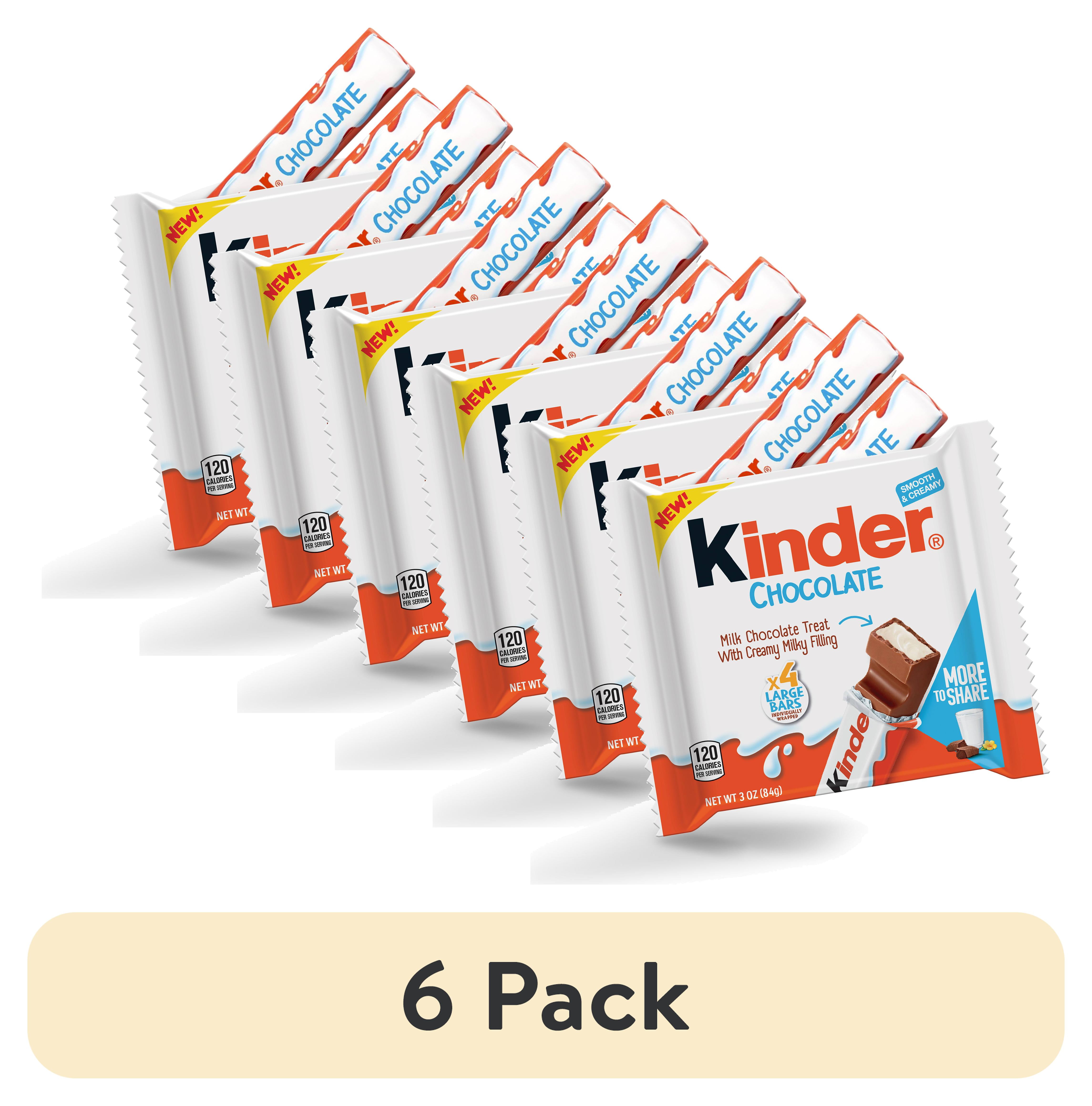 (6 pack) Kinder Chocolate, 4 Large Bars Milk Chocolate Bar ...
