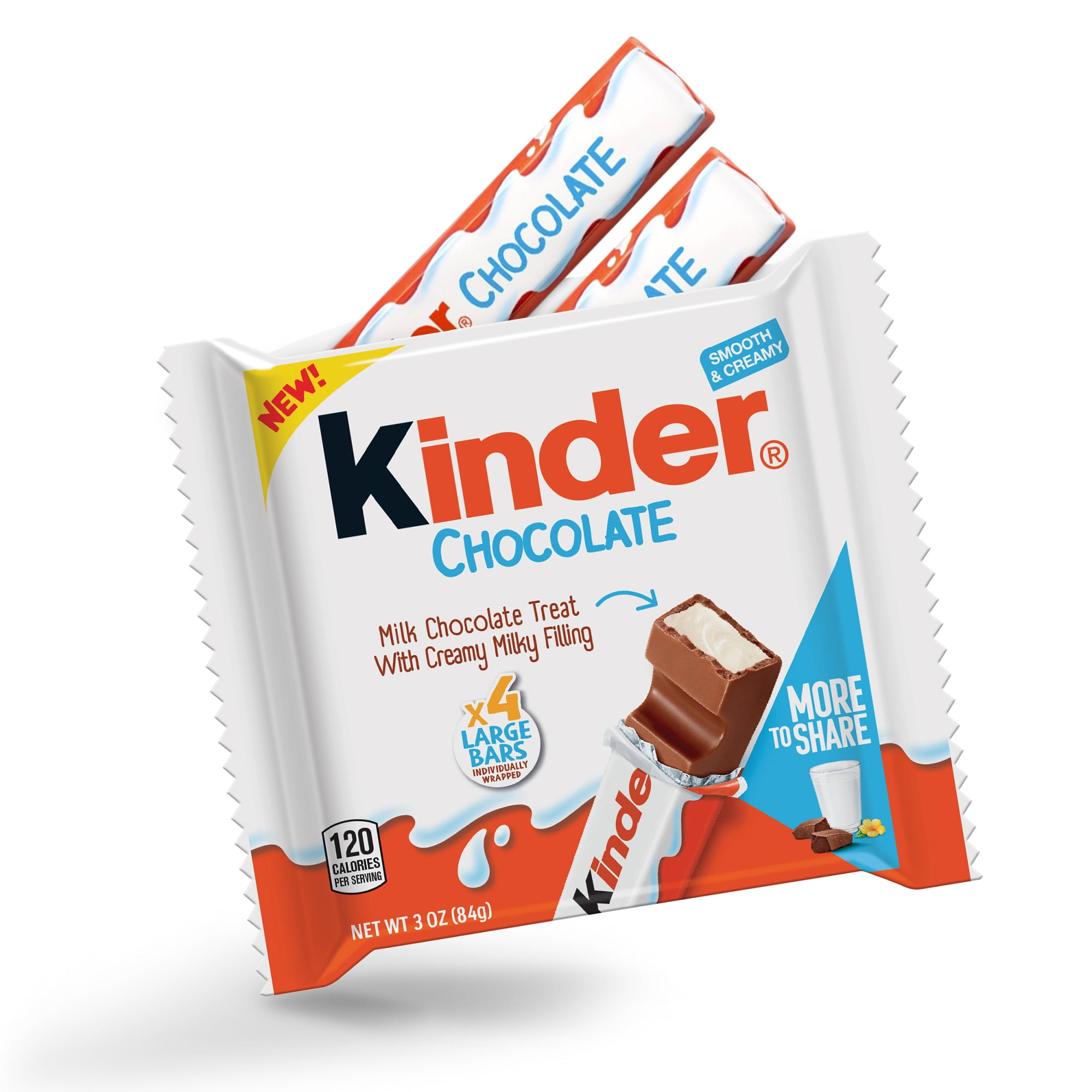 Kinder Chocolate, Milk Chocolate Bar, Individually Wrapped Candy, 3 oz ...