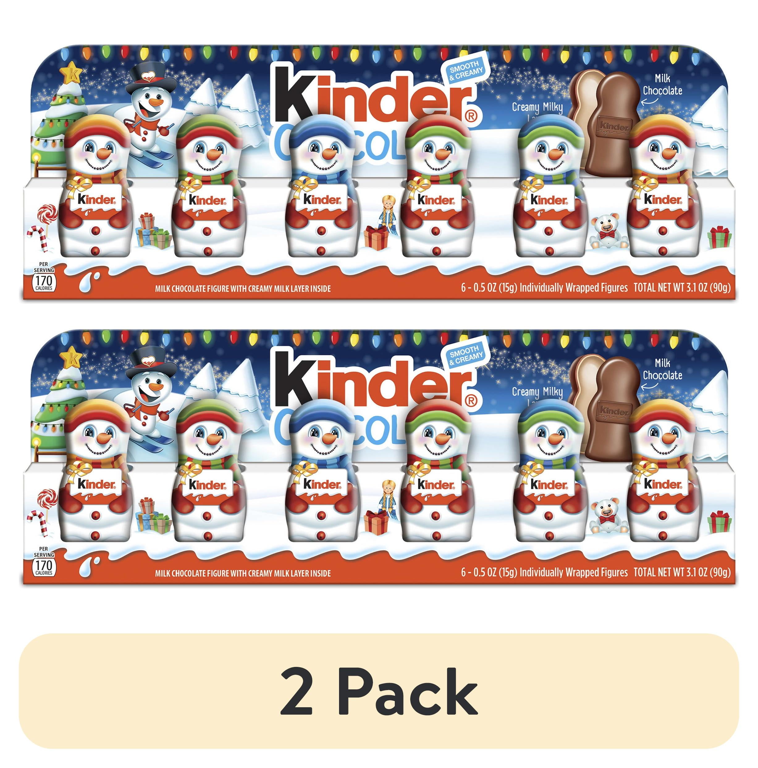(2 pack) Kinder Chocolate, 6 Count, Milk Chocolate Mini Hollow Snowman Figures, Holiday Gift ...