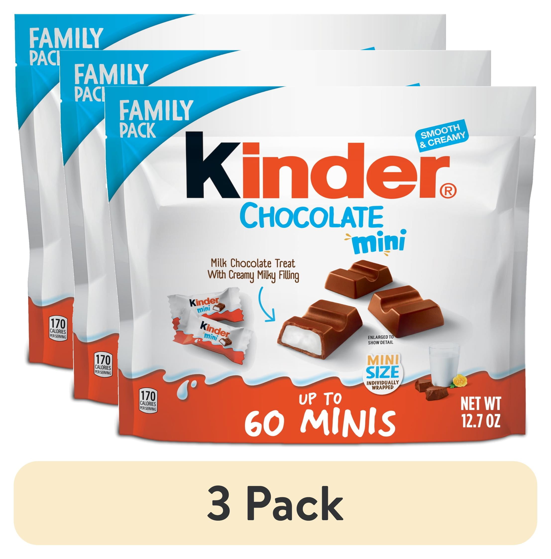 (3 pack) Kinder Chocolate Mini, 12.7 oz, Up to 60 Minis, Milk Chocolate ...
