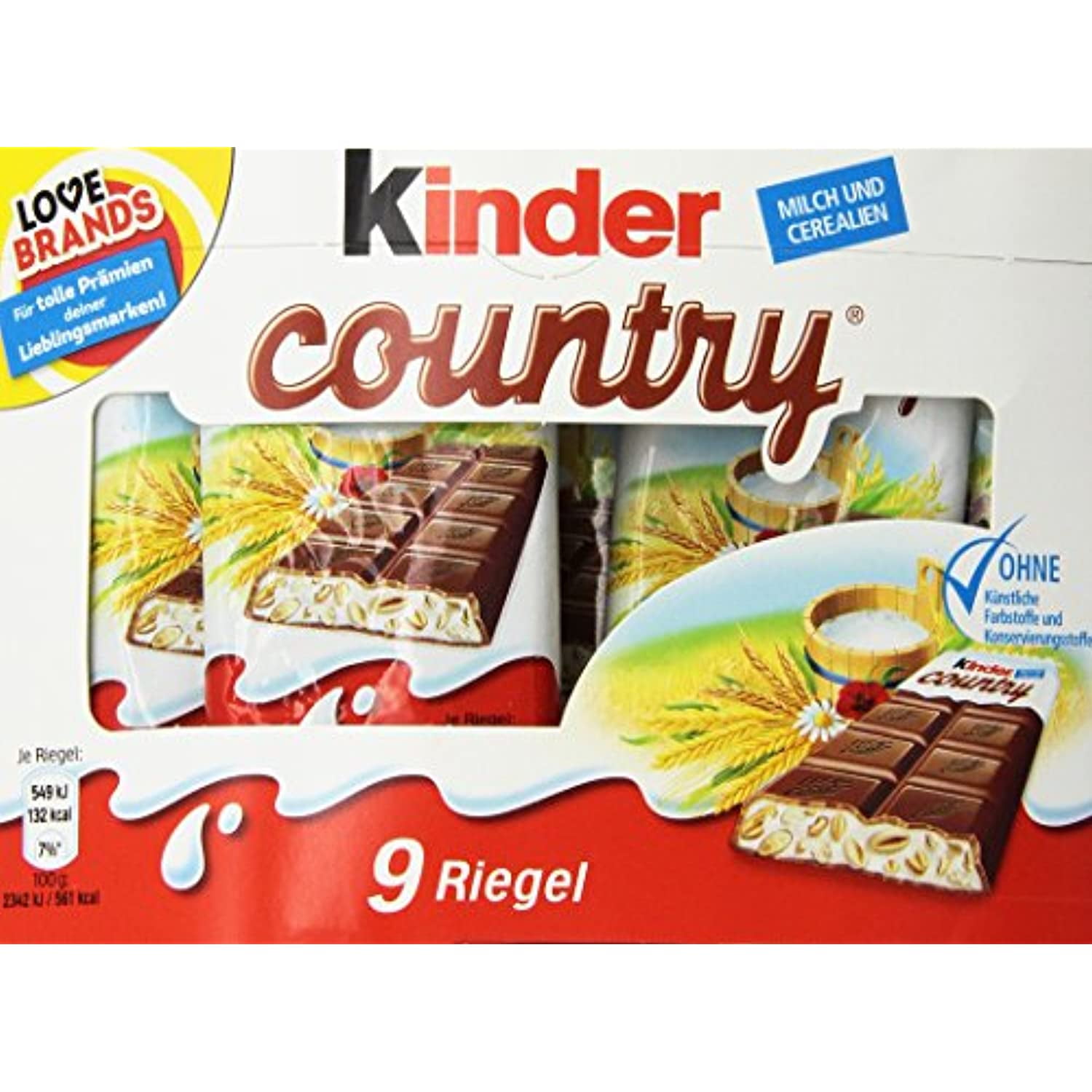 KINDER Country Milk Chocolate, Rich Milk Filling, 9 Pieces, 211.5g ...