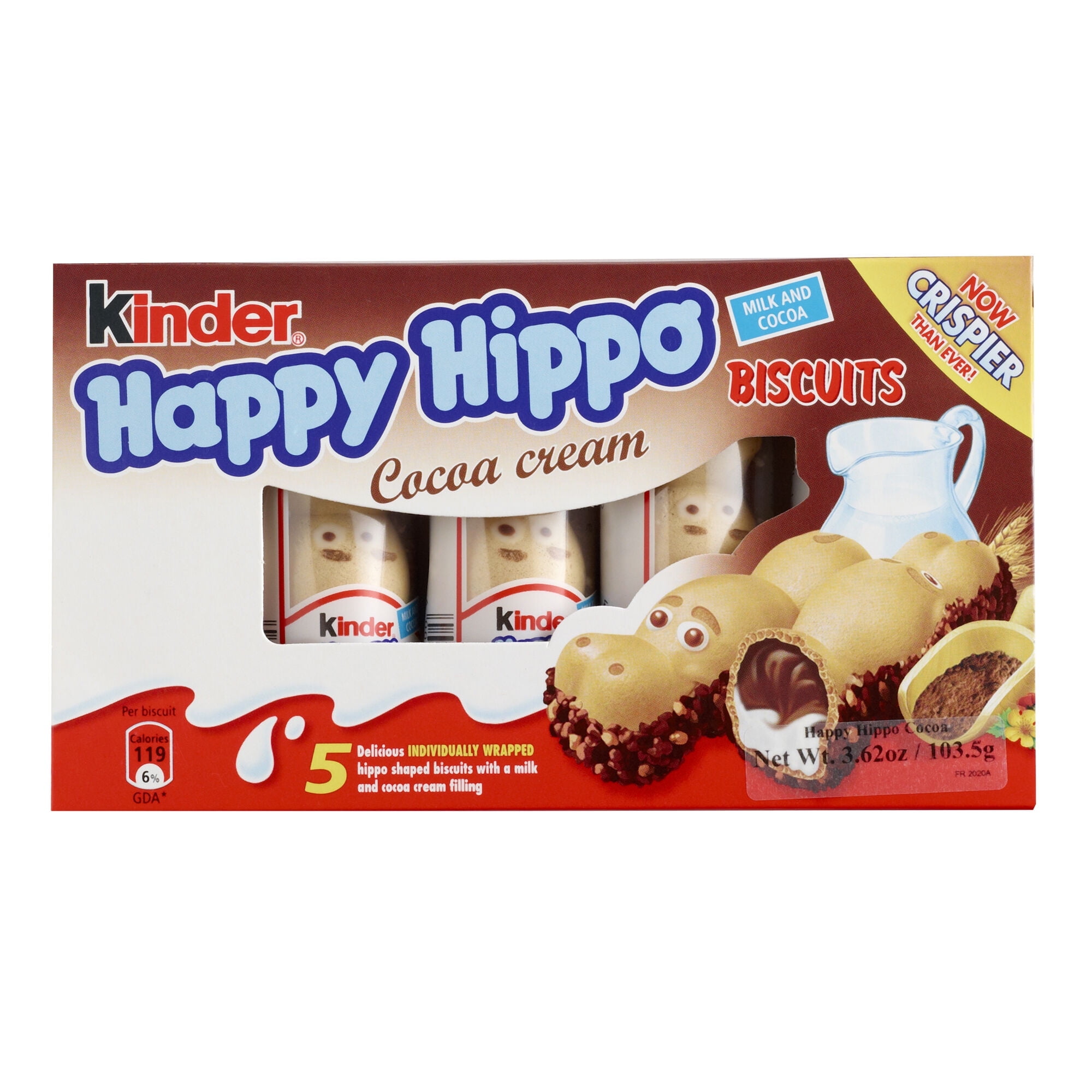 Kinder Happy Hippo Cocoa Cream Biscuits 3.62 oz. Pack of 2 - Walmart.com