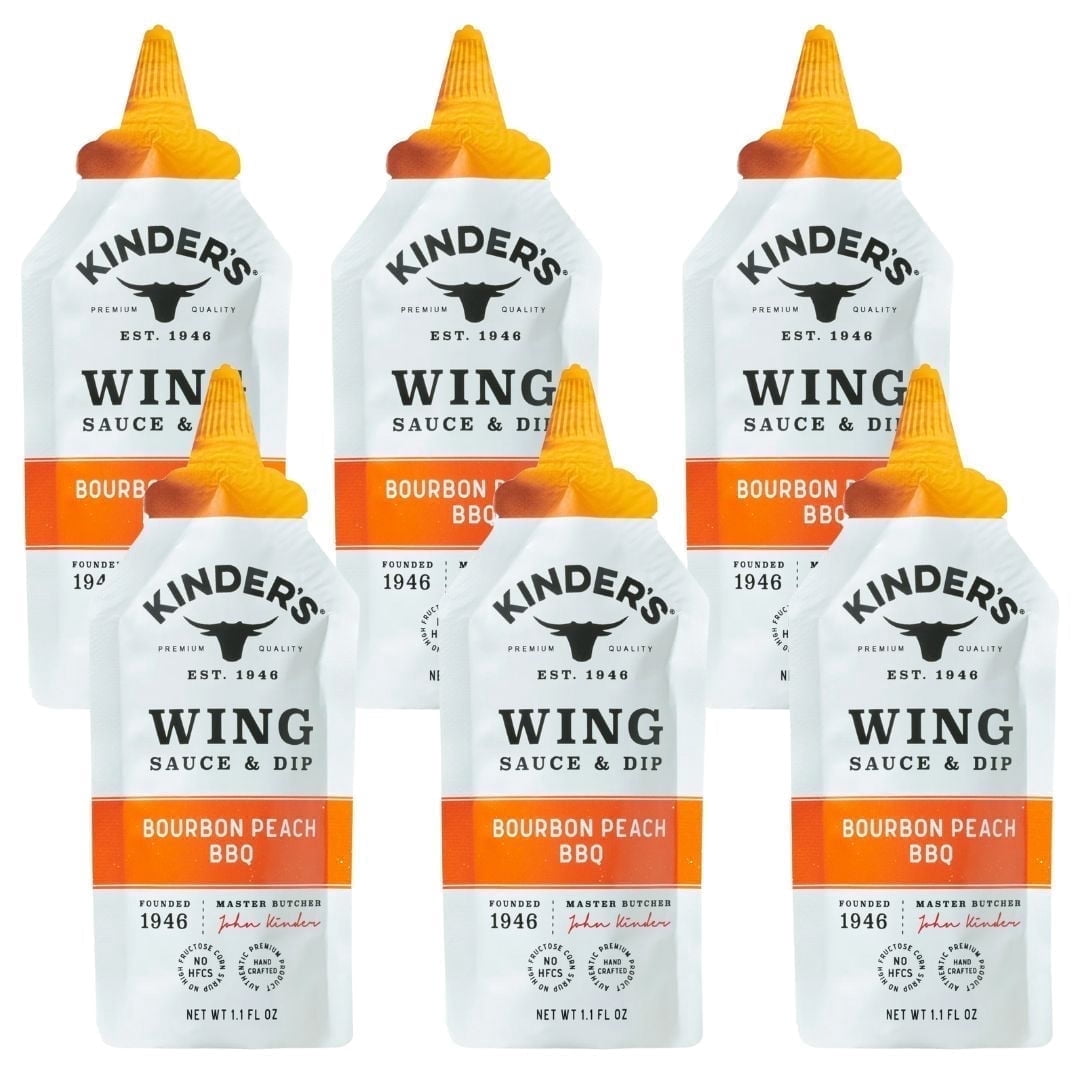 Kinder's Burbon Peach BBQ Wing Sauce 1.1 fl oz Packet (Pack of 6 ...