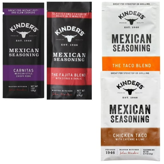Kinder's Mexican Seasoning Variety Pack – 4 Flavors: Carnitas, Fajita ...