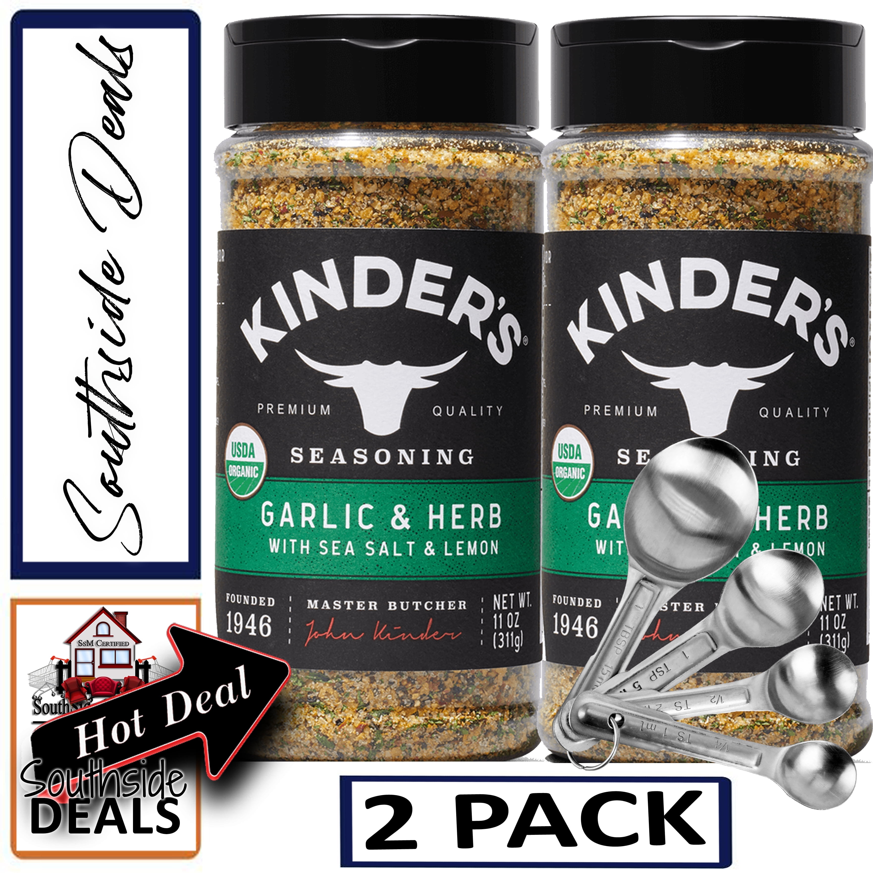 Kinder's Organic Garlic & Herb Spice Blend, Sea Salt & Lemon,11 oz-2 ...