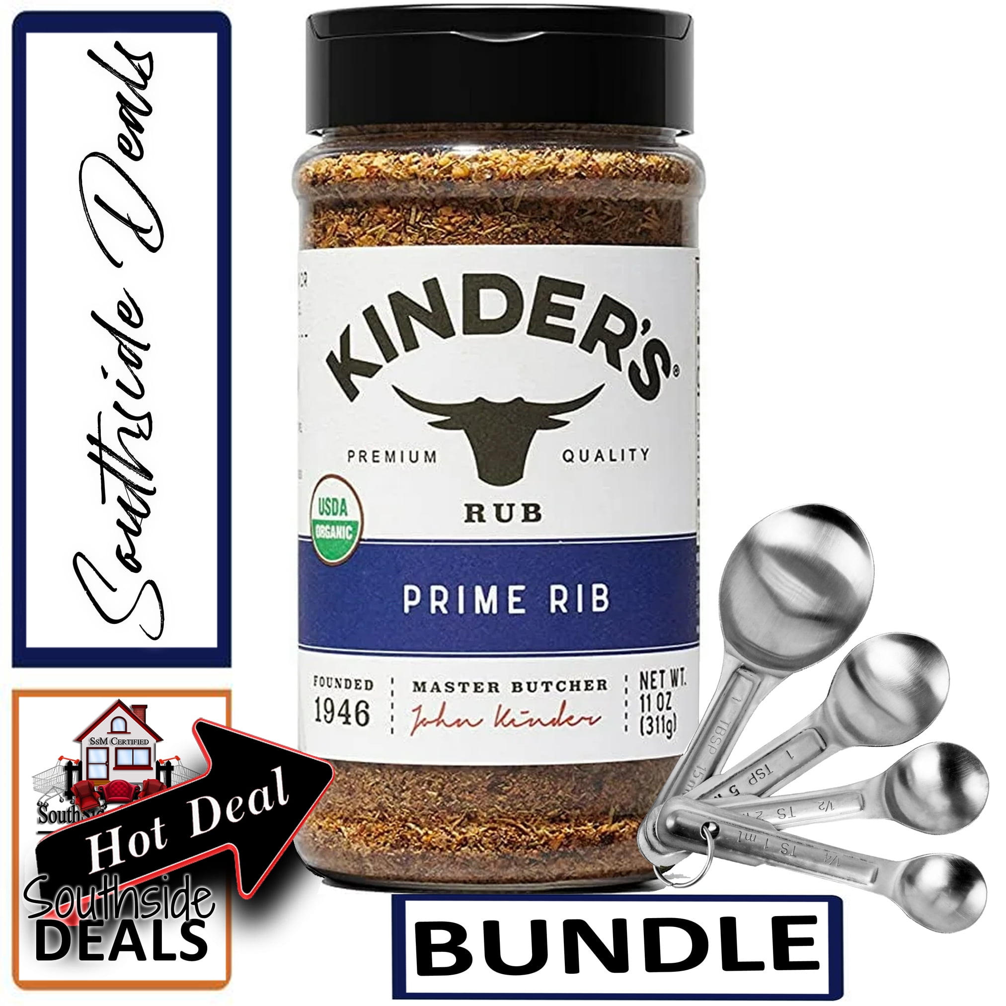 Kinder's Organic Prime Rib Rub Seasoning, 11 oz - with a set of ...