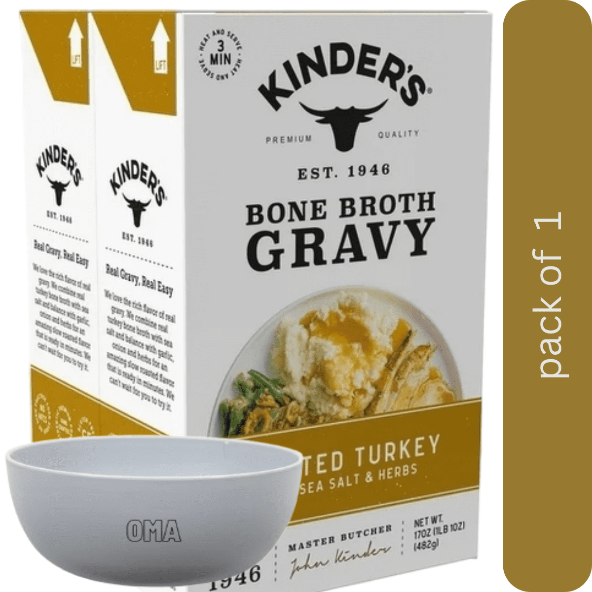 Kinder’s Roasted Turkey Bone Broth Gravy, 17 oz., 2 pk. with bowl by OMA - Walmart.com