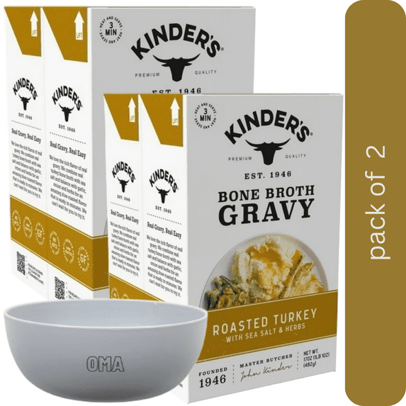 Kinder’s Roasted Turkey Bone Broth Gravy, 2 Pack (17 oz., 2 pk.) with bowl by OMA - Walmart.com
