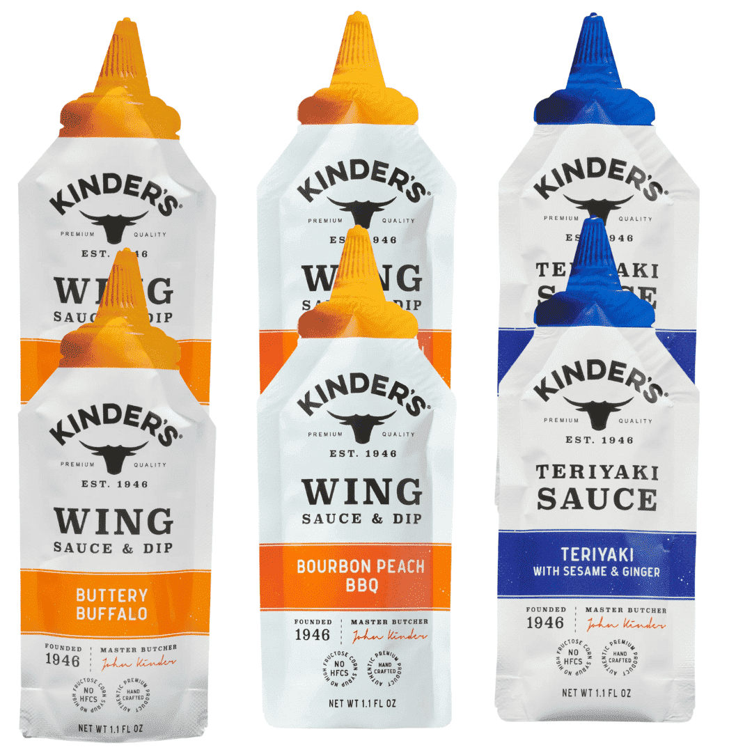 Kinder's Wing Sauce Packet Variety 6 Pack – Teriyaki, Buffalo, Bourbon ...