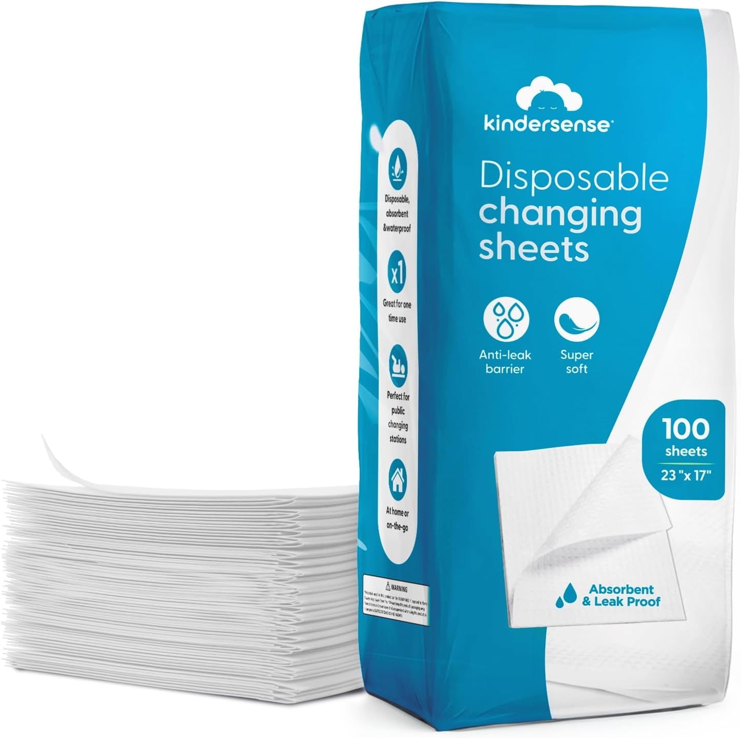KinderSense Disposable Changing Pads for Baby Diaper (100 Sheets ...