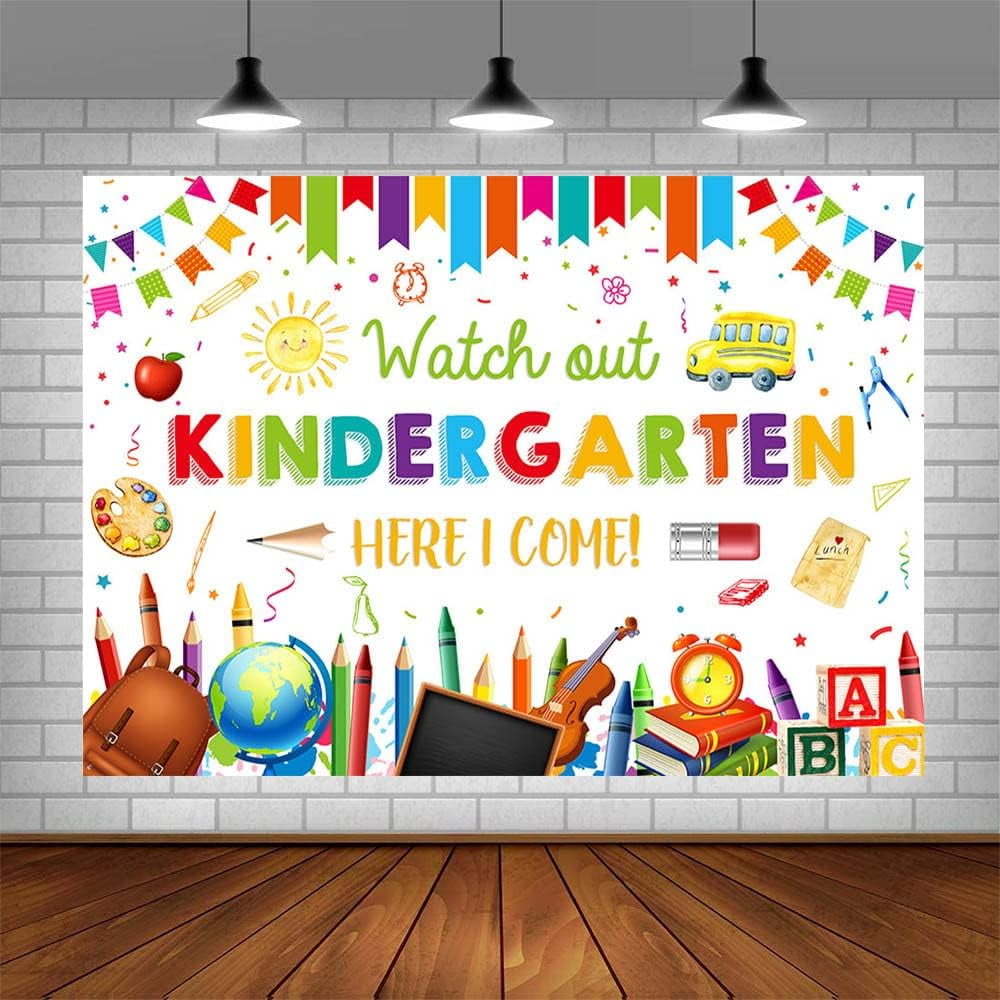 Kindergarten Back to School Backdrop Watch Out Kindergarten Here I Come ...