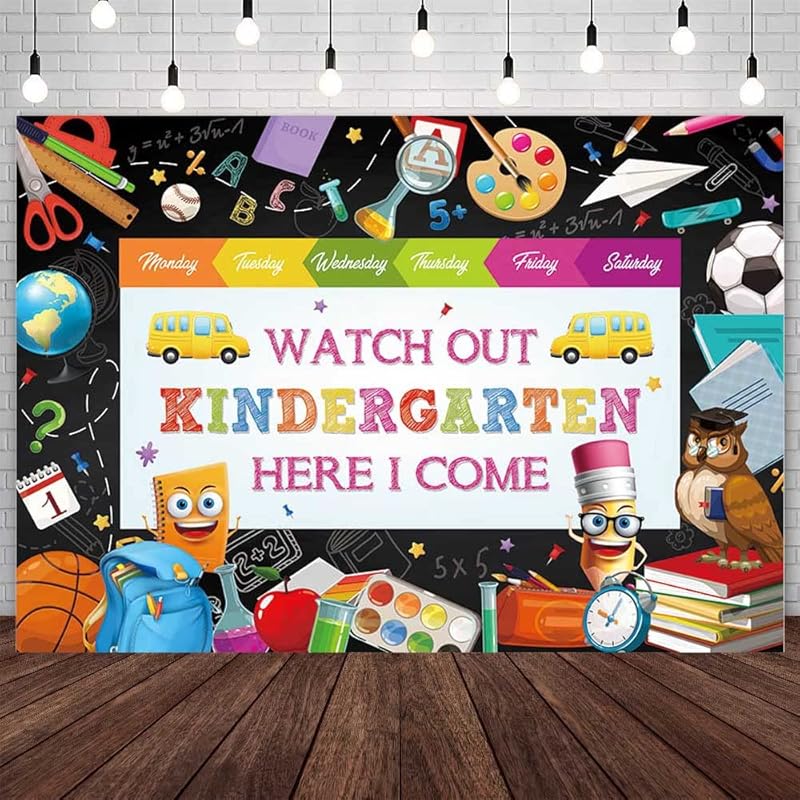 Kindergarten Back to School Backdrop Watch Out Here I Come First Day of ...