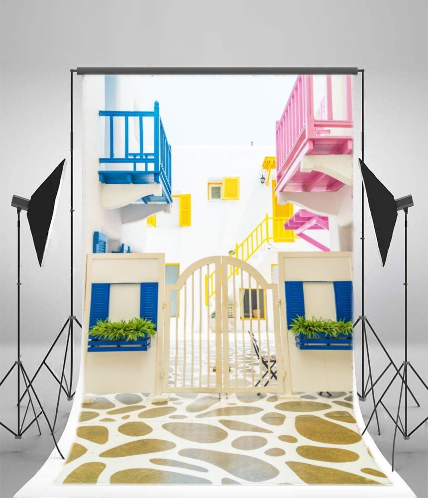 Kindergarten Backdrop 5x7ft Photography Background Wood Gate Plants ...