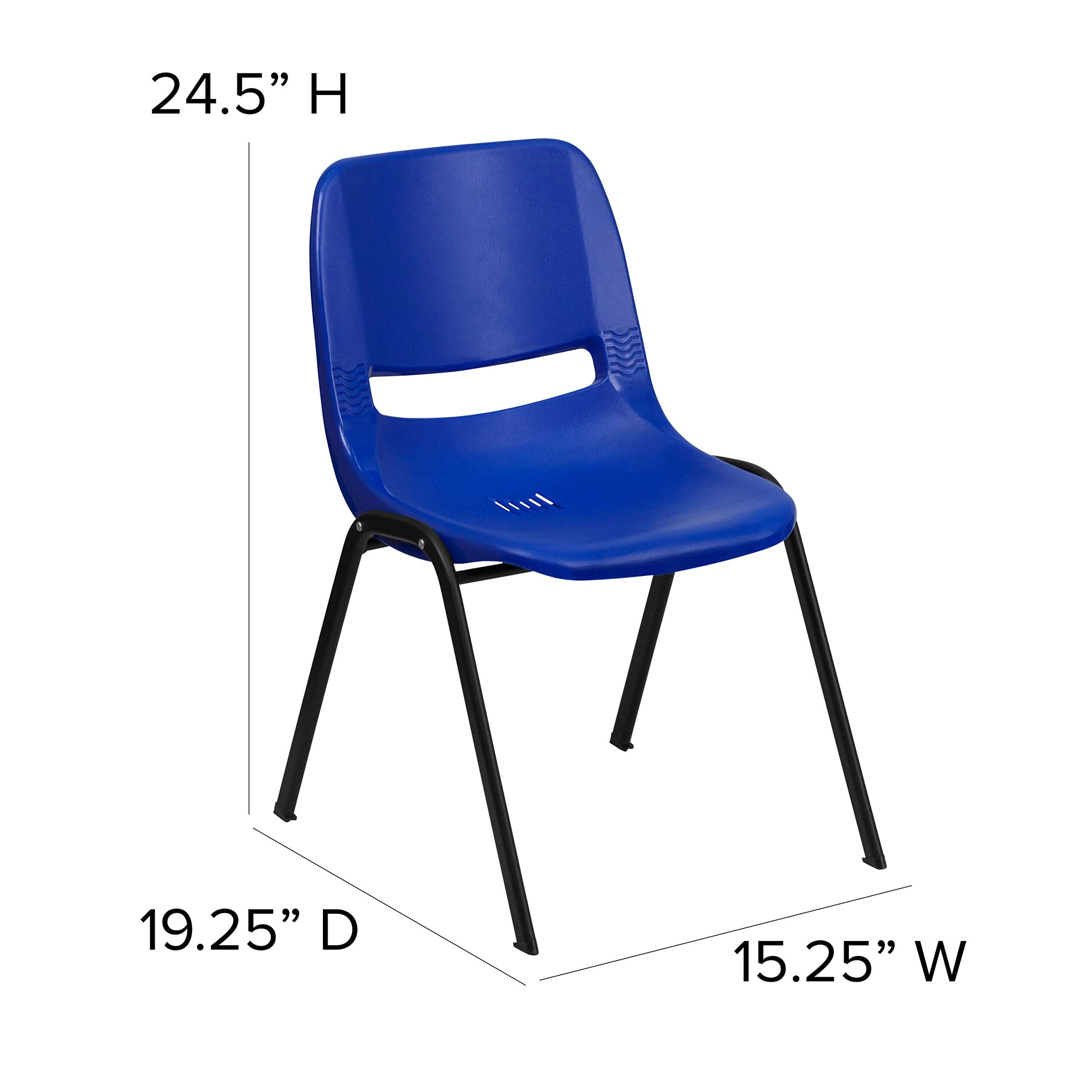 Kindergarten Chair with Ventilated Back, Navy Blue Shell Seat, Black ...