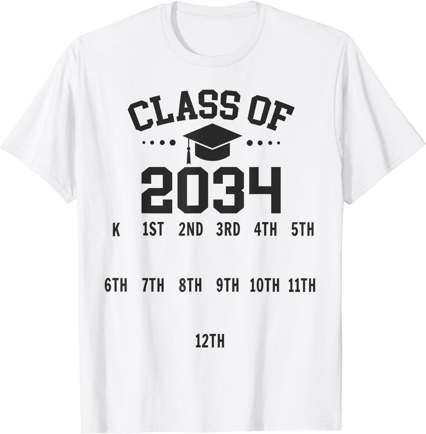Kindergarten Class Of 2034 Grow With Me Space For Handprints T-Shirt ...