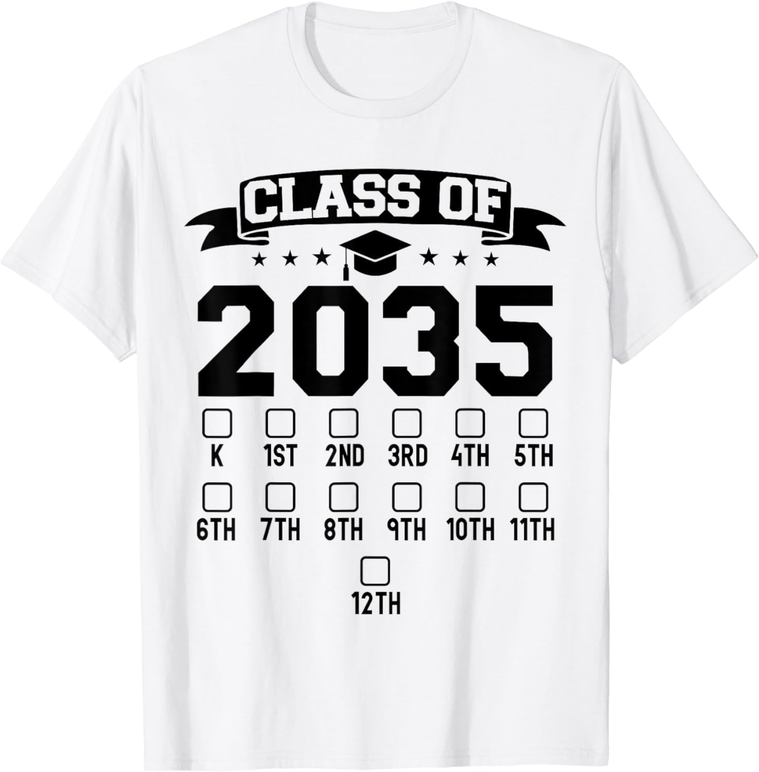 Kindergarten Class of 2035 First Day of School Check Mark T-Shirt ...