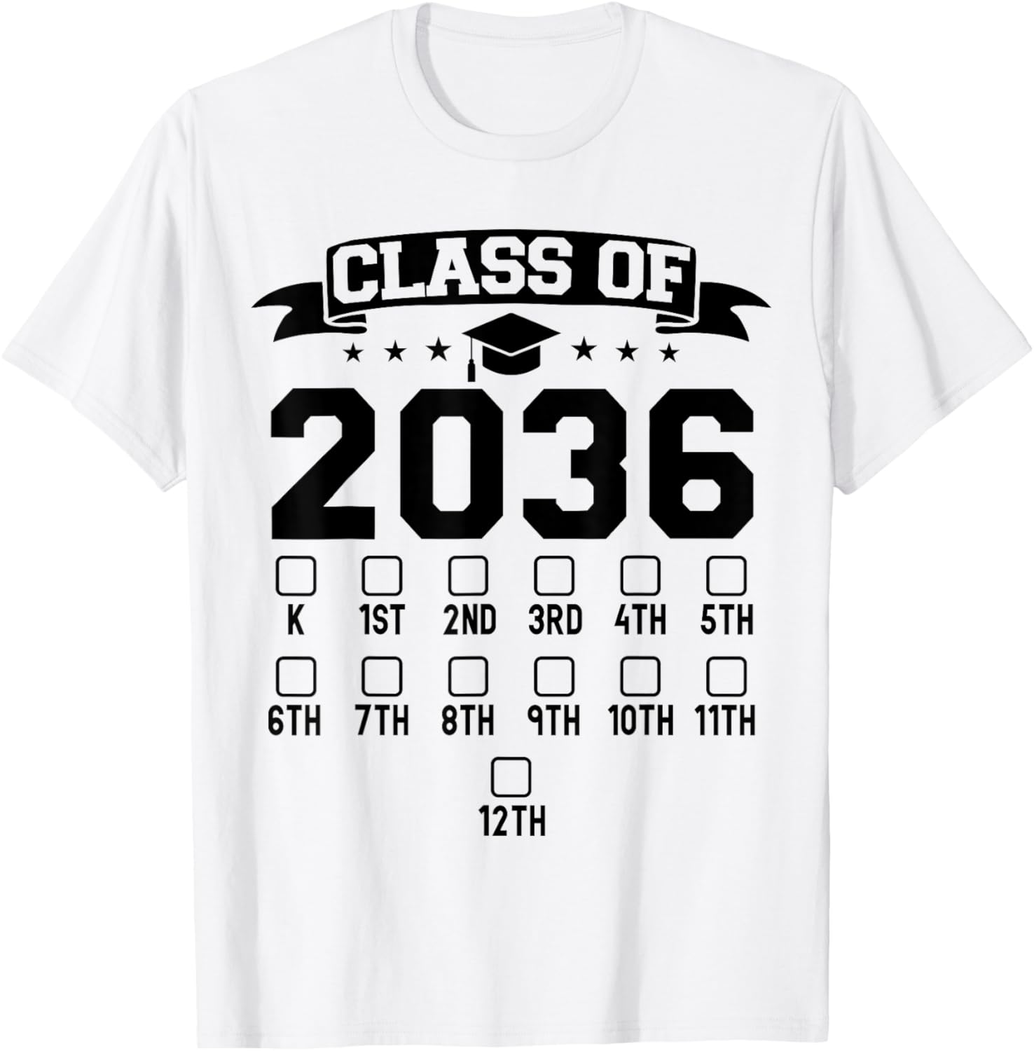 Kindergarten Class of 2036 First Day of School Check Mark T-Shirt ...