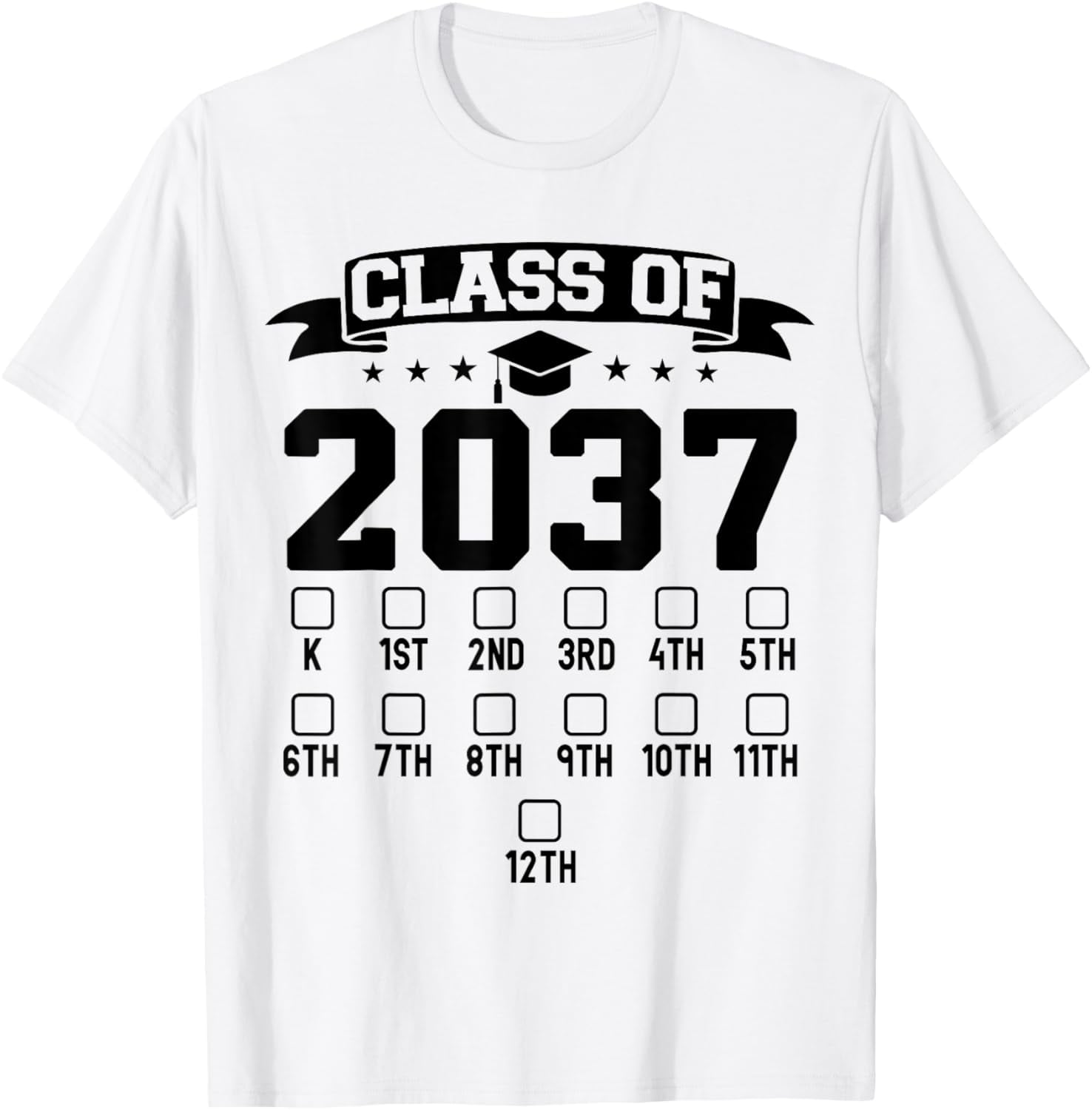 Kindergarten Class of 2037 First Day of School Check Mark T-Shirt ...