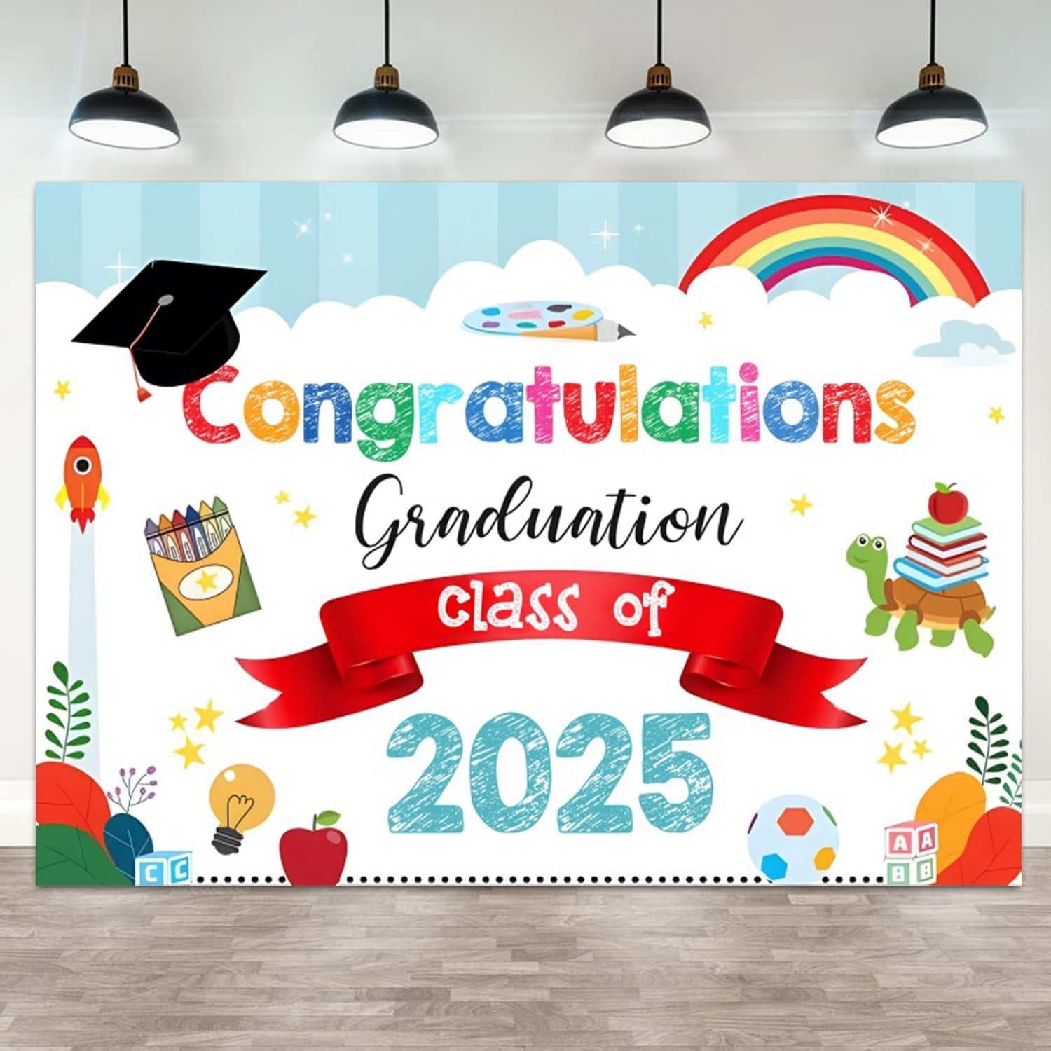 Kindergarten Congrats Grad Backdrop Preschool PreK Graduate School ...