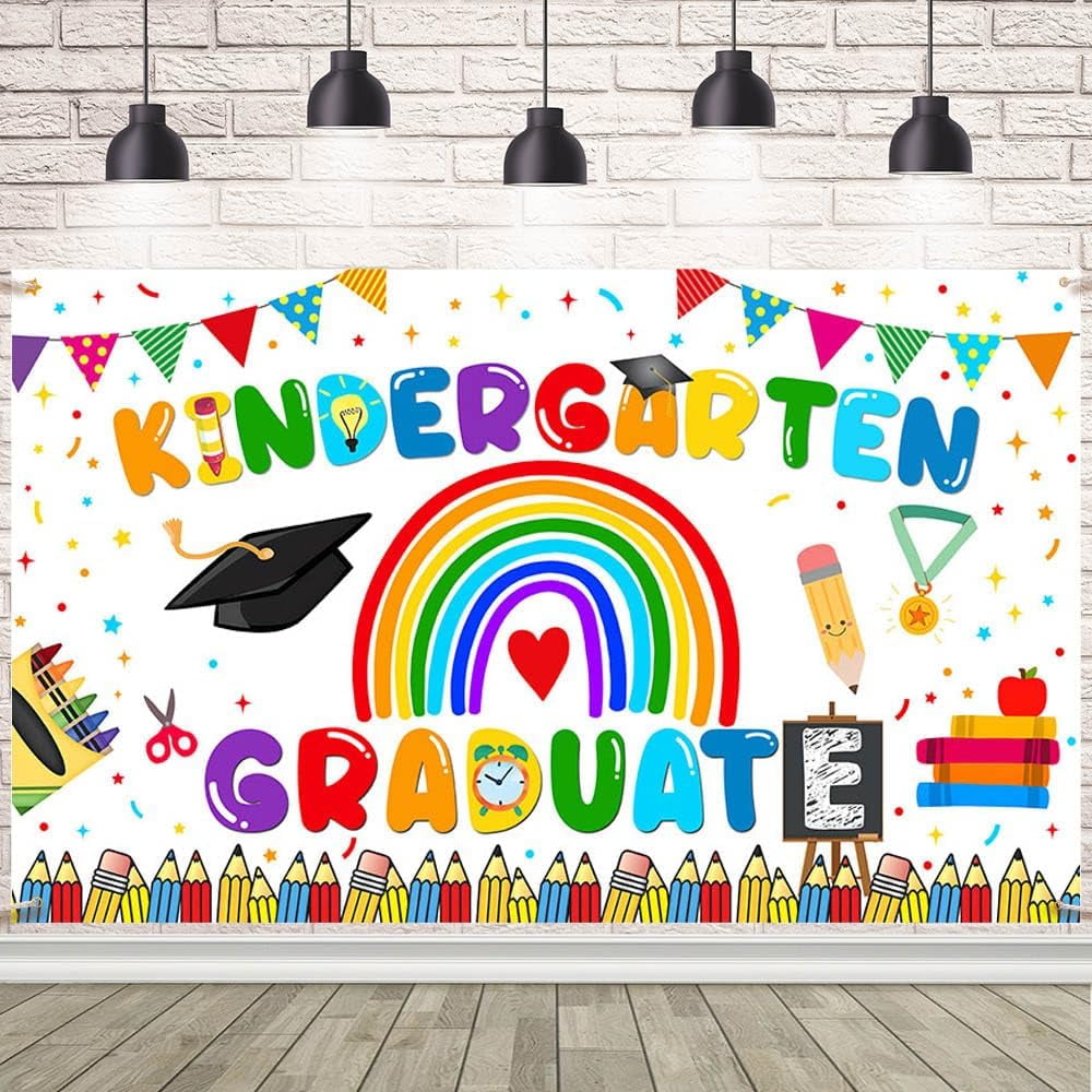 Kindergarten Graduate Banner, Kindergarten Graduation Backdrop ...