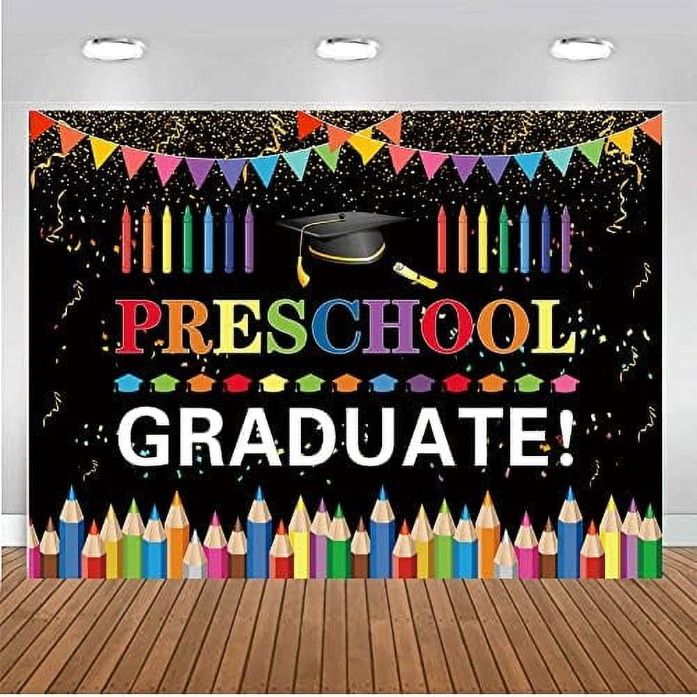 Kindergarten Graduate Party Backdrop Preschool Congrats Grad Graduation ...