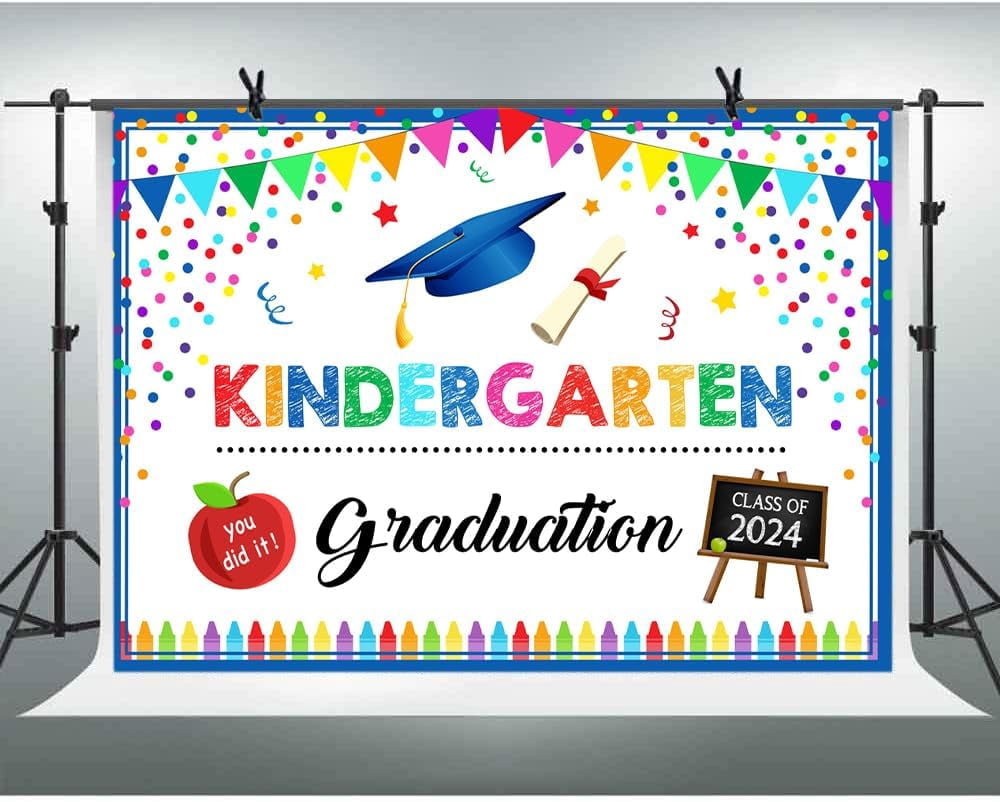 Kindergarten Graduation Backdrop Colorful Congrats Grad Class of 2024 ...