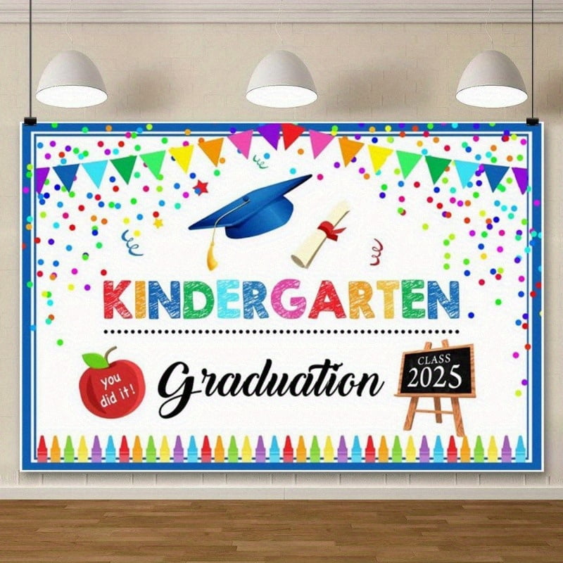 Kindergarten Graduation Backdrop Congrats Grad Party Decoration 2025 ...