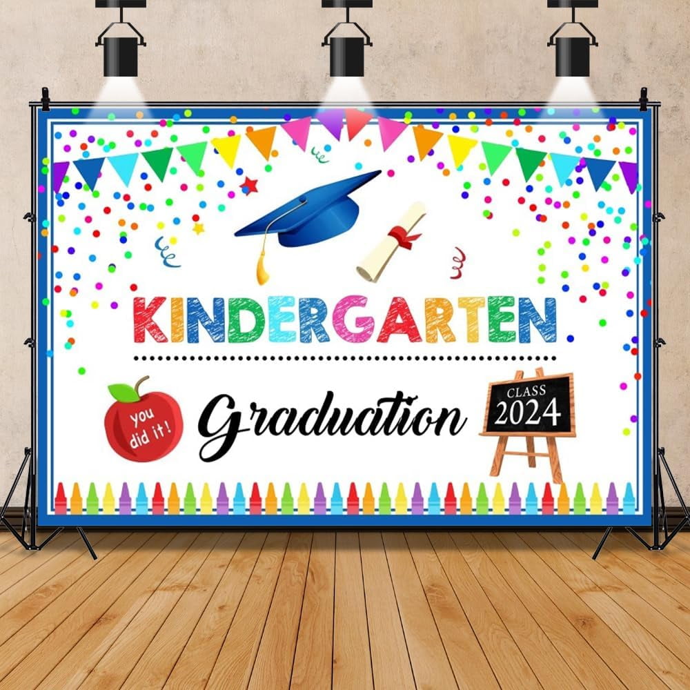 Kindergarten Graduation Backdrop for Kids Preschool Graduate Party ...