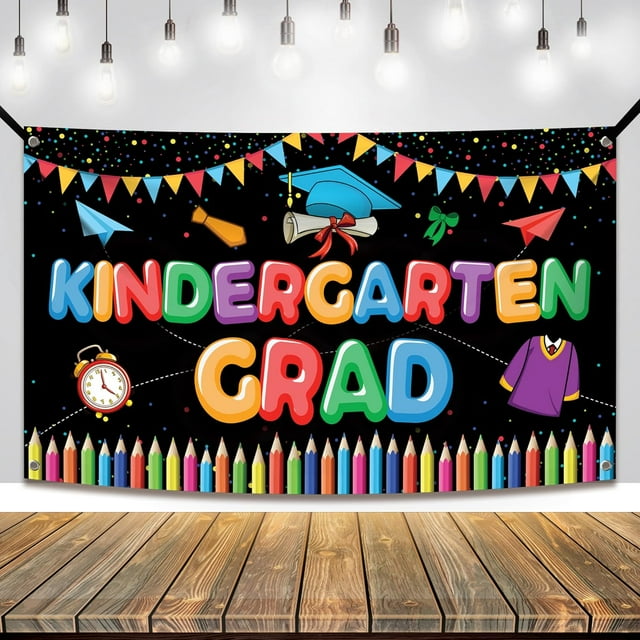 Kindergarten Graduation Backdrop, Kindergarten Graduation Banner Kinder ...
