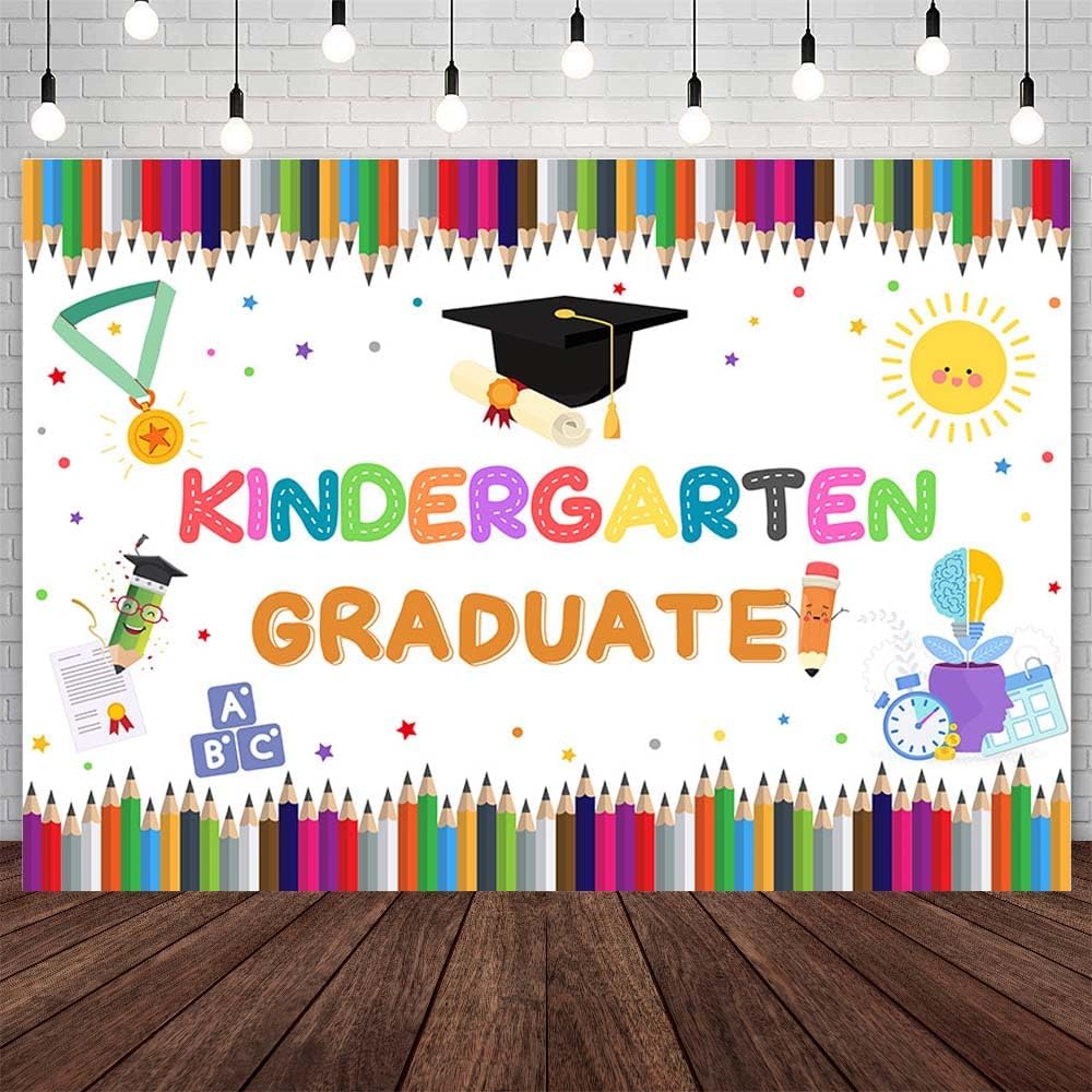 Kindergarten Graduation Backdrop White Preschool Kindergarten Graduate ...
