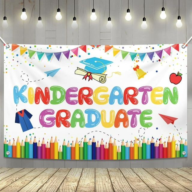 Kindergarten Graduation Banner,Kindergarten Graduation Backdrop for ...
