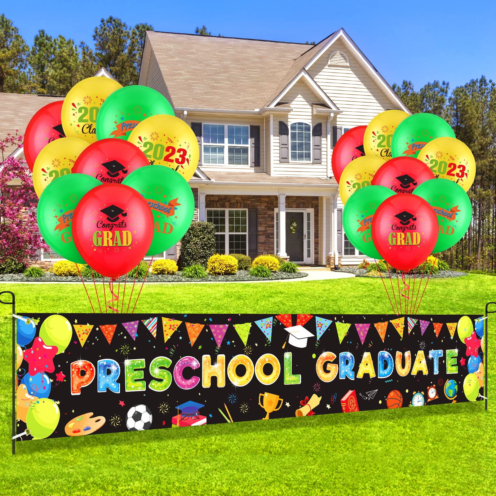 Kindergarten Graduation Banner Preschool Yard Sign 2023 for Kids ...
