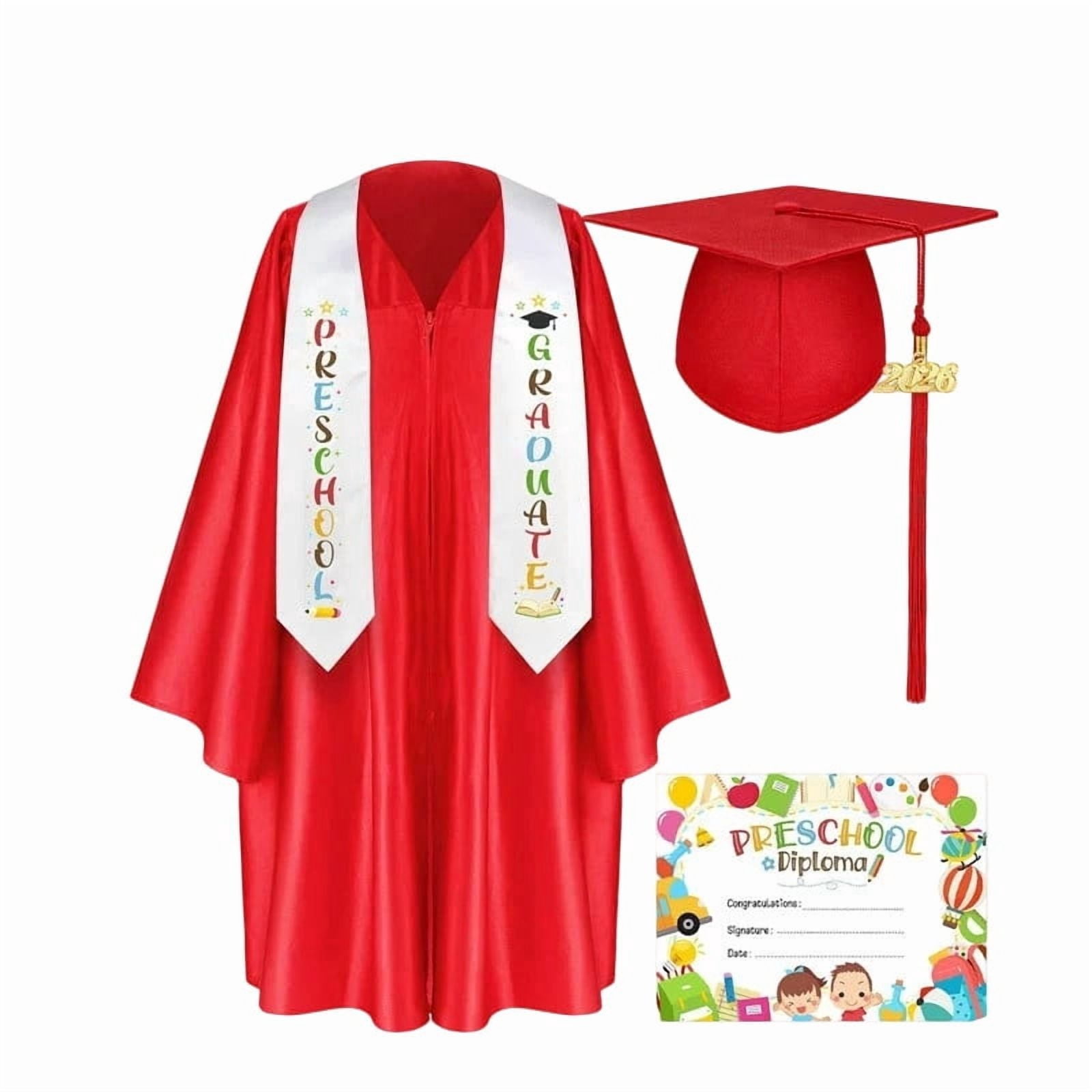 Kindergarten Graduation Cap and Gown Set, Class of 2026 Satin Outfit ...