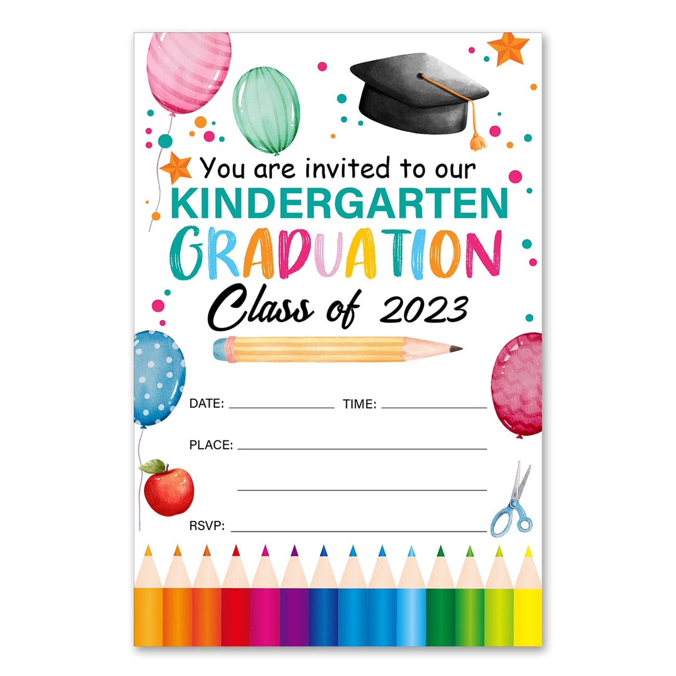 Kindergarten Graduation Celebration Invitations for Class of 2023 ...