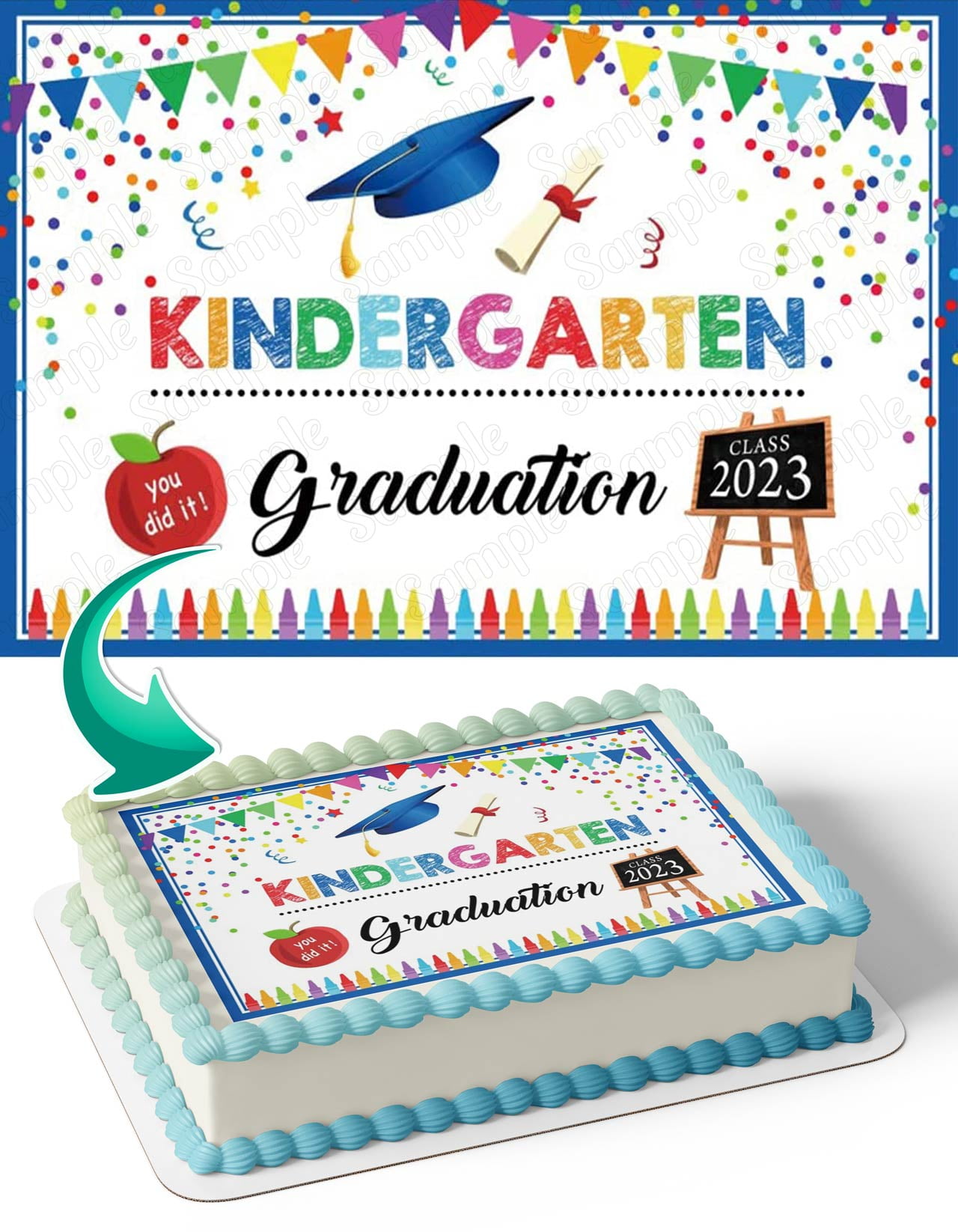 Kindergarten Graduation Class You Did It Edible Cake Image Topper ...