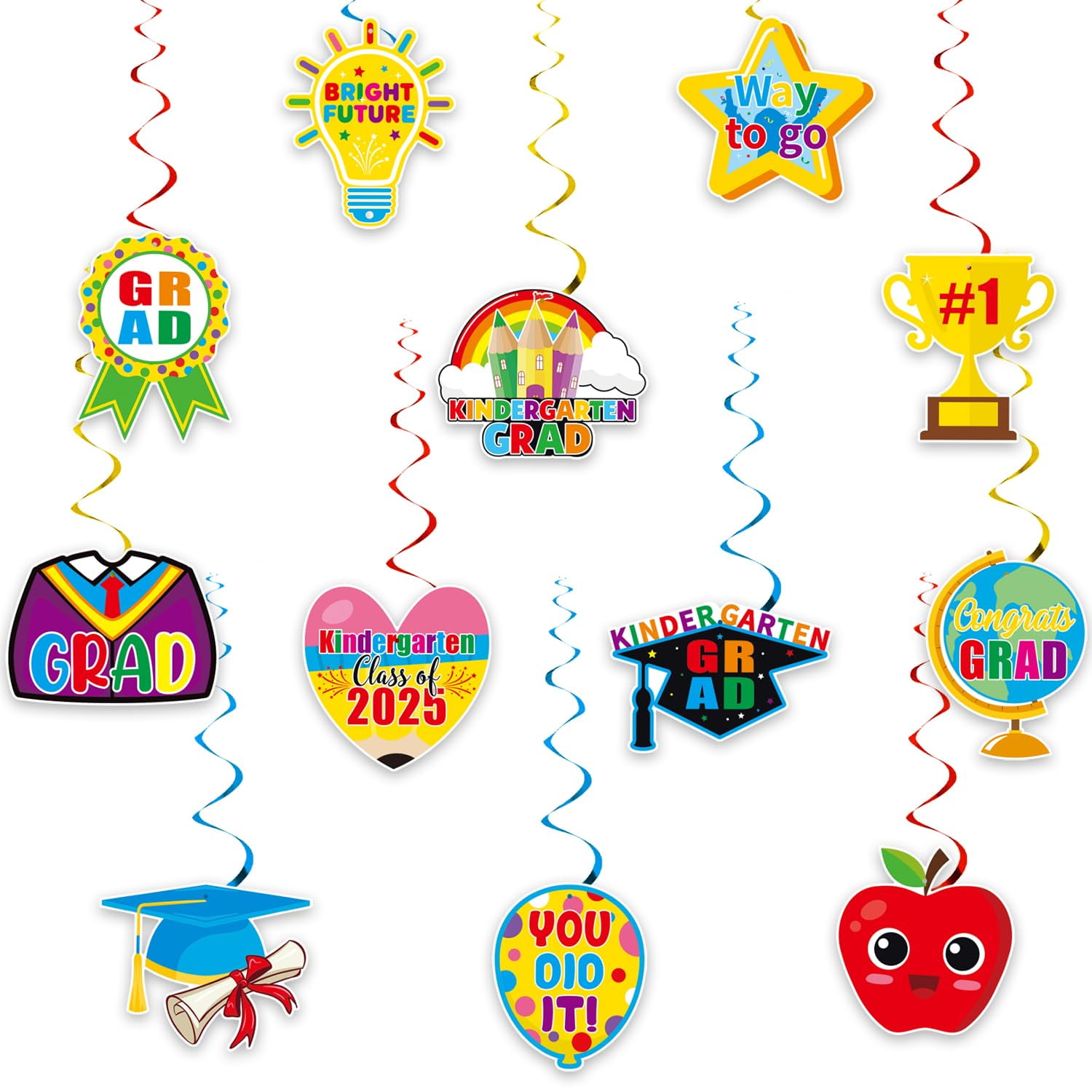 Kindergarten Graduation Hanging Swirls Party Decorations - Kindergarten ...