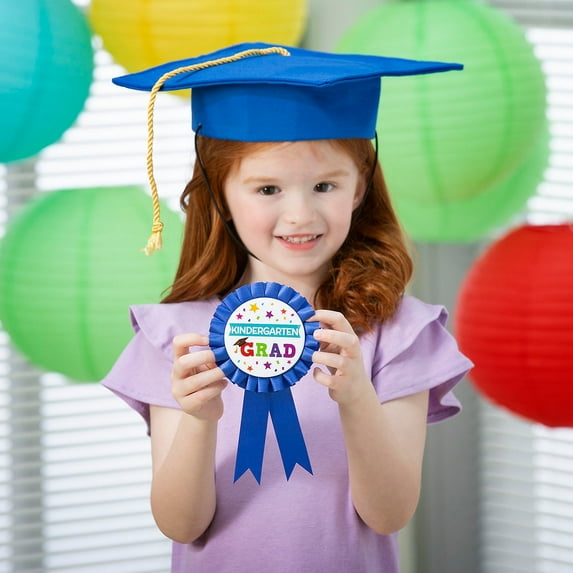 Kindergarten Graduation Mortarboard Hat & Jumbo Button Set for 12 ...