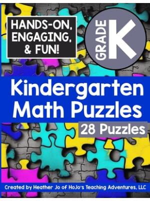 Kindergarten Math Puzzles : Kids Ages 4, 5, 6, & 7 - Matching Words to ...