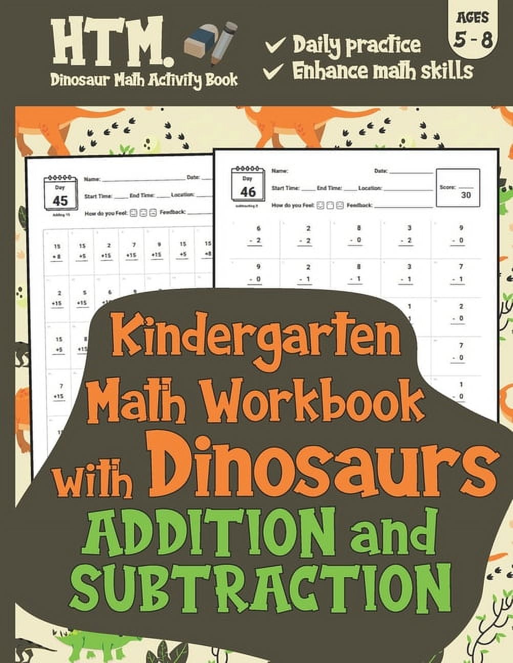 Kindergarten Math Workbook with Dinosaurs (Addition & Subtraction ...