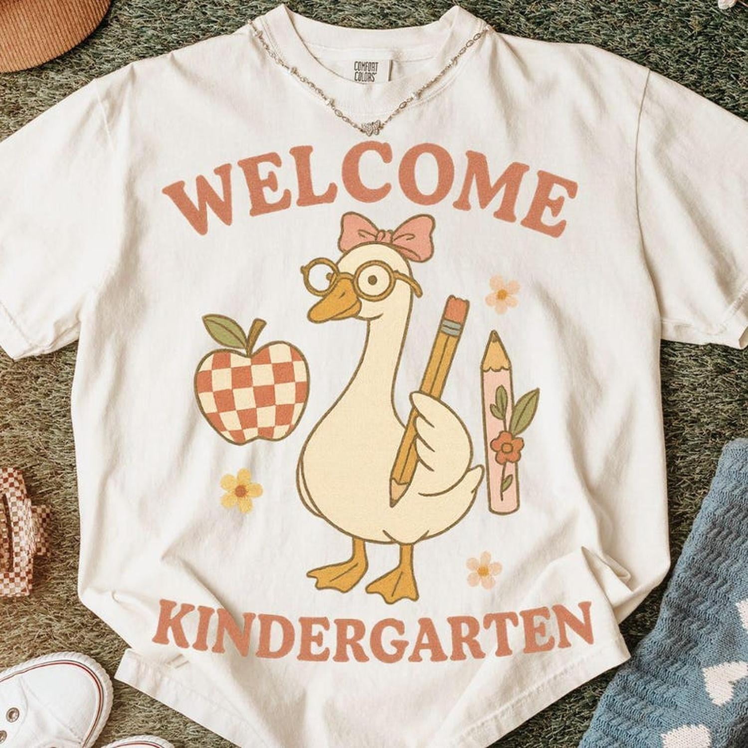 Kindergarten Teacher Goose Png, Preppy Back to School PNG, Coquette ...