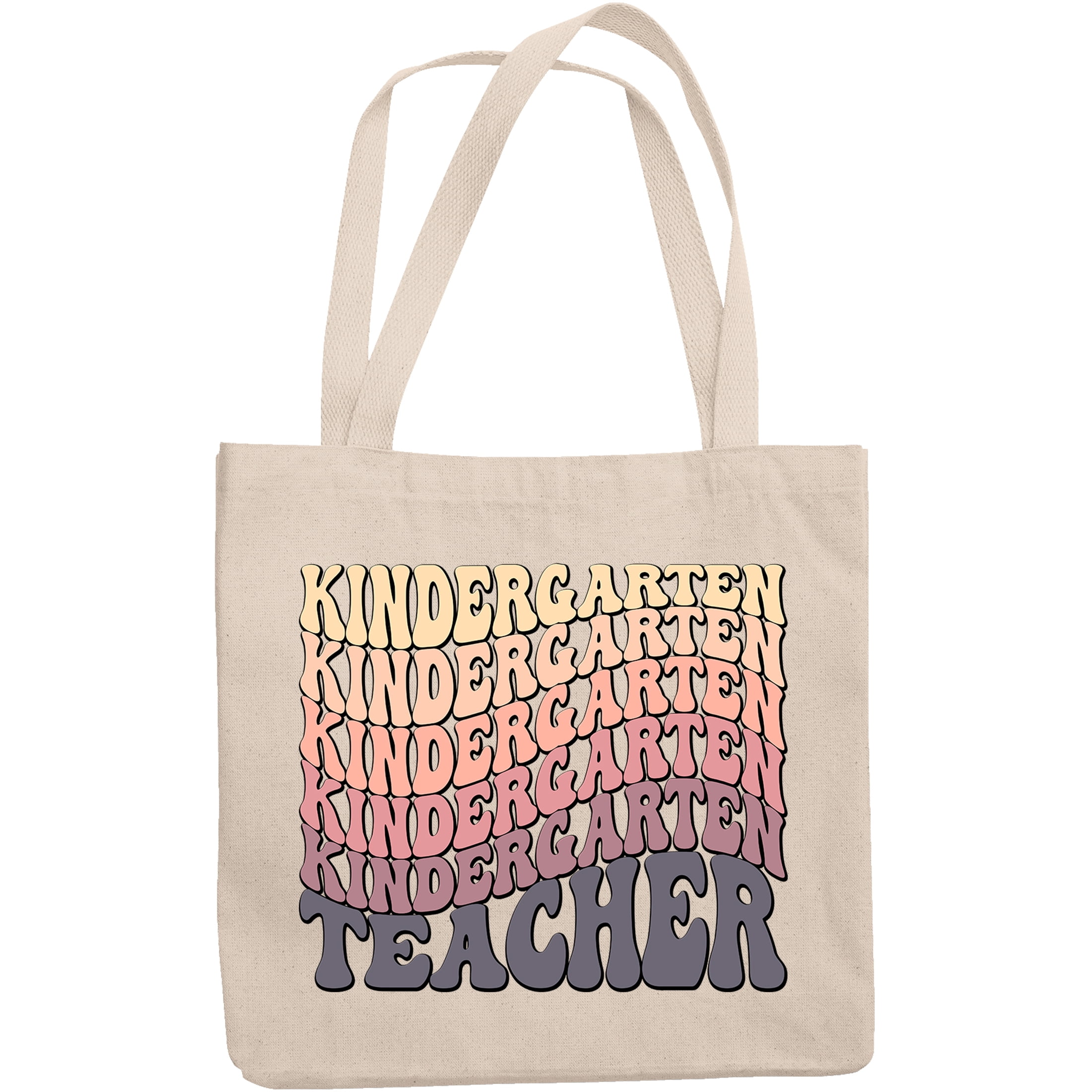 Kindergarten Teacher, Groovy Retro Wavy Text Merch Gift, 12oz Canvas ...