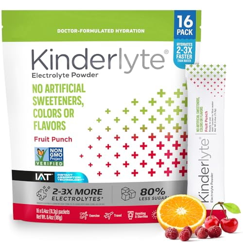 Kinderlyte Electrolyte Powder, Rapid Hydration, Easy Open Packets ...
