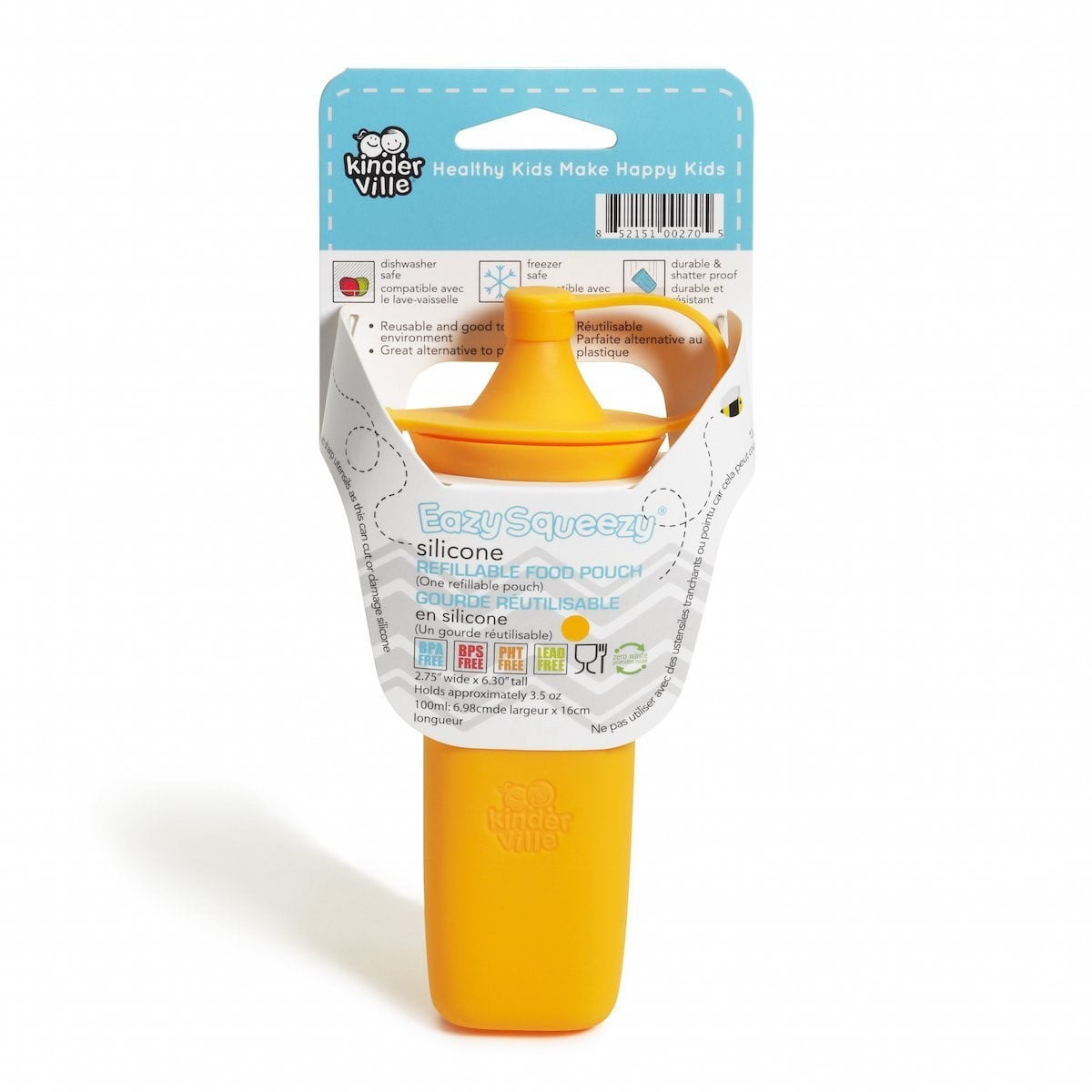 Kinderville Easy Squeezy 100% Food-Grade Silicone Refillable Food Pouch ...