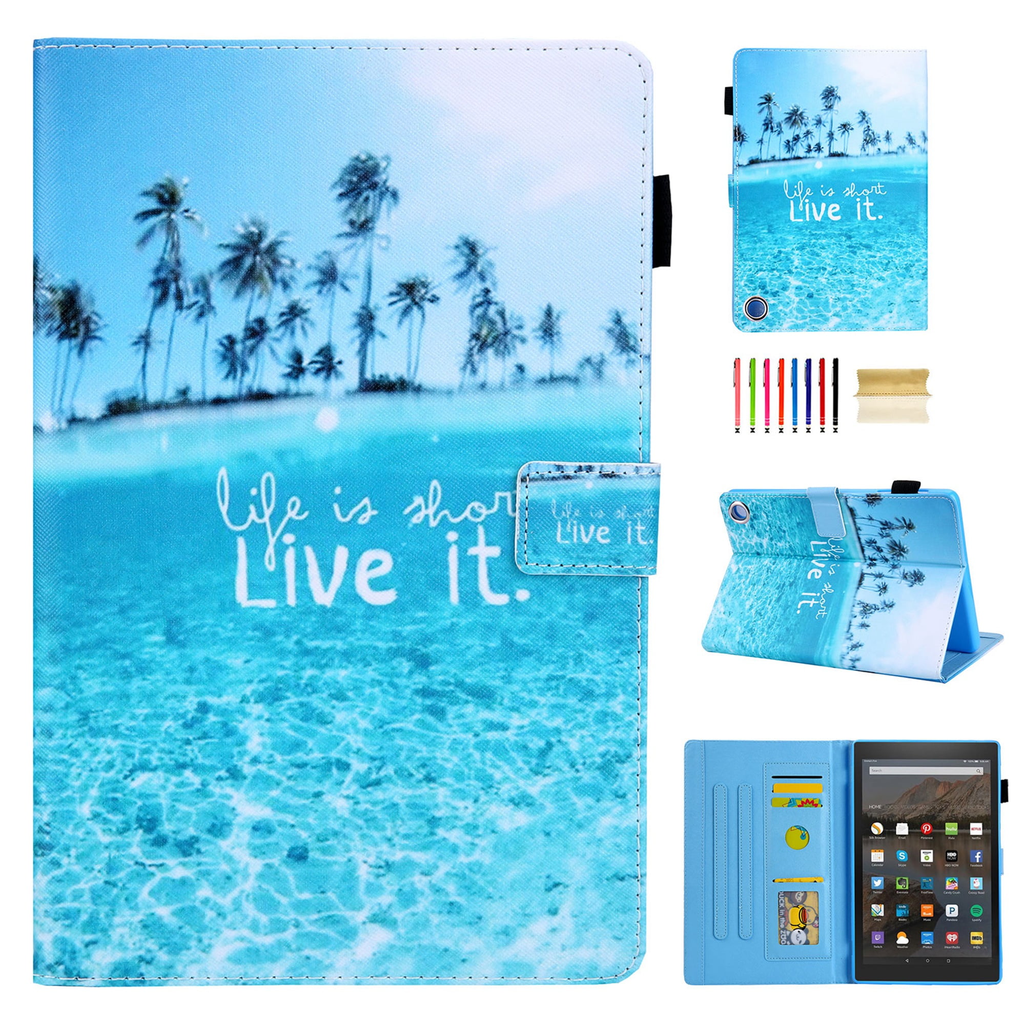 Kindle Fire HD 8" 2020 Case, Dteck PU Leather Folio Flip Stand Case ...