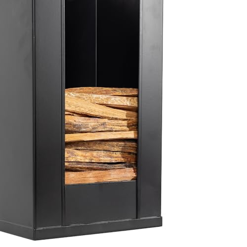 Kindling Firewood Holder in Black | Decorative Metal Storage Bucket ...