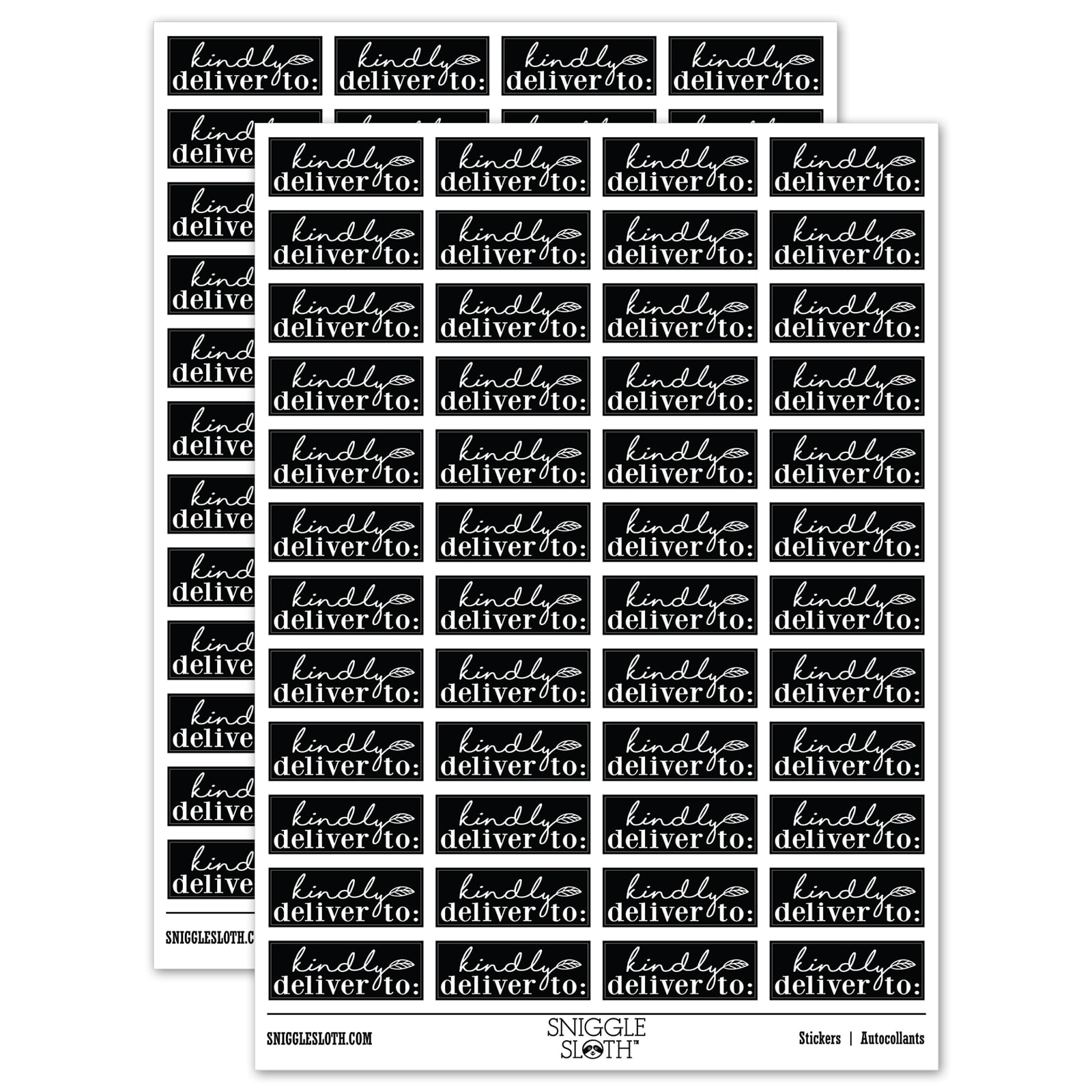 Kindly Deliver To Leaf Detail Letter Mail Sticker Set - Black - Gloss ...