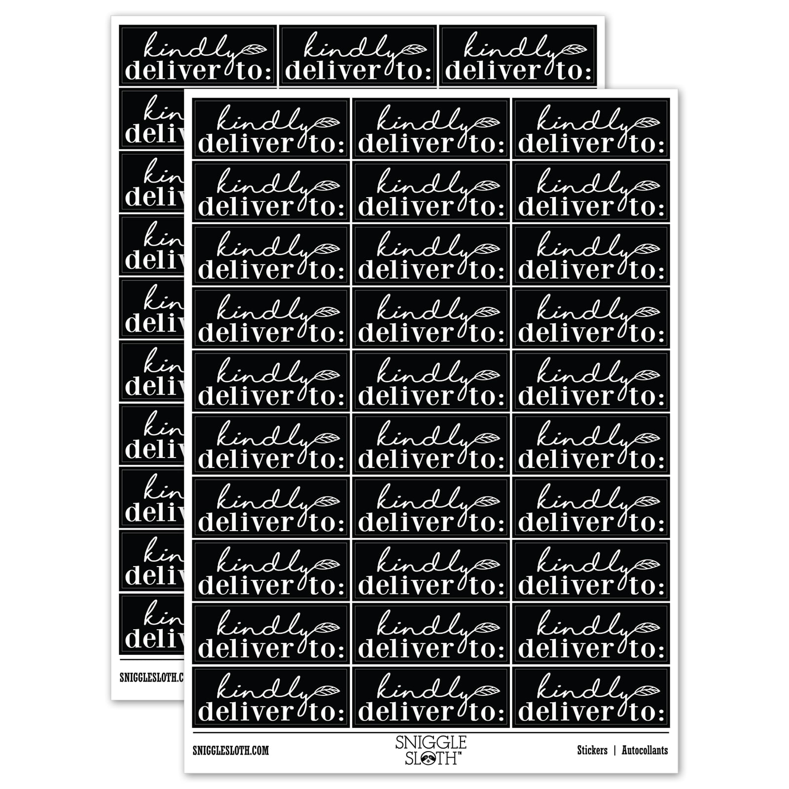 Kindly Deliver To Leaf Detail Letter Mail Sticker Set - Black - Gloss ...