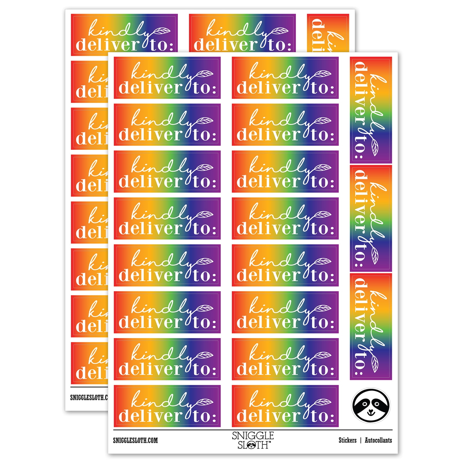 Kindly Deliver To Leaf Detail Letter Mail Sticker Set - Rainbow - Gloss ...